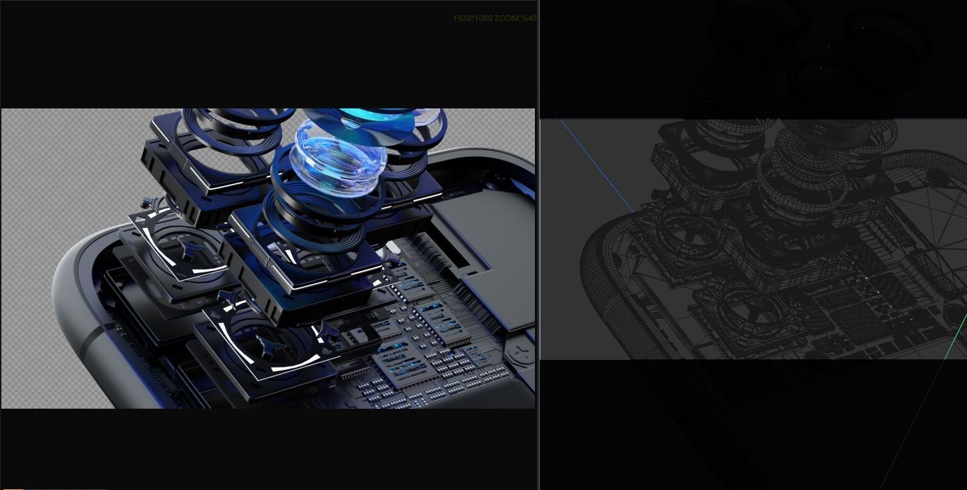 explosion model of internal structure of mobile phone camera 3D model ...