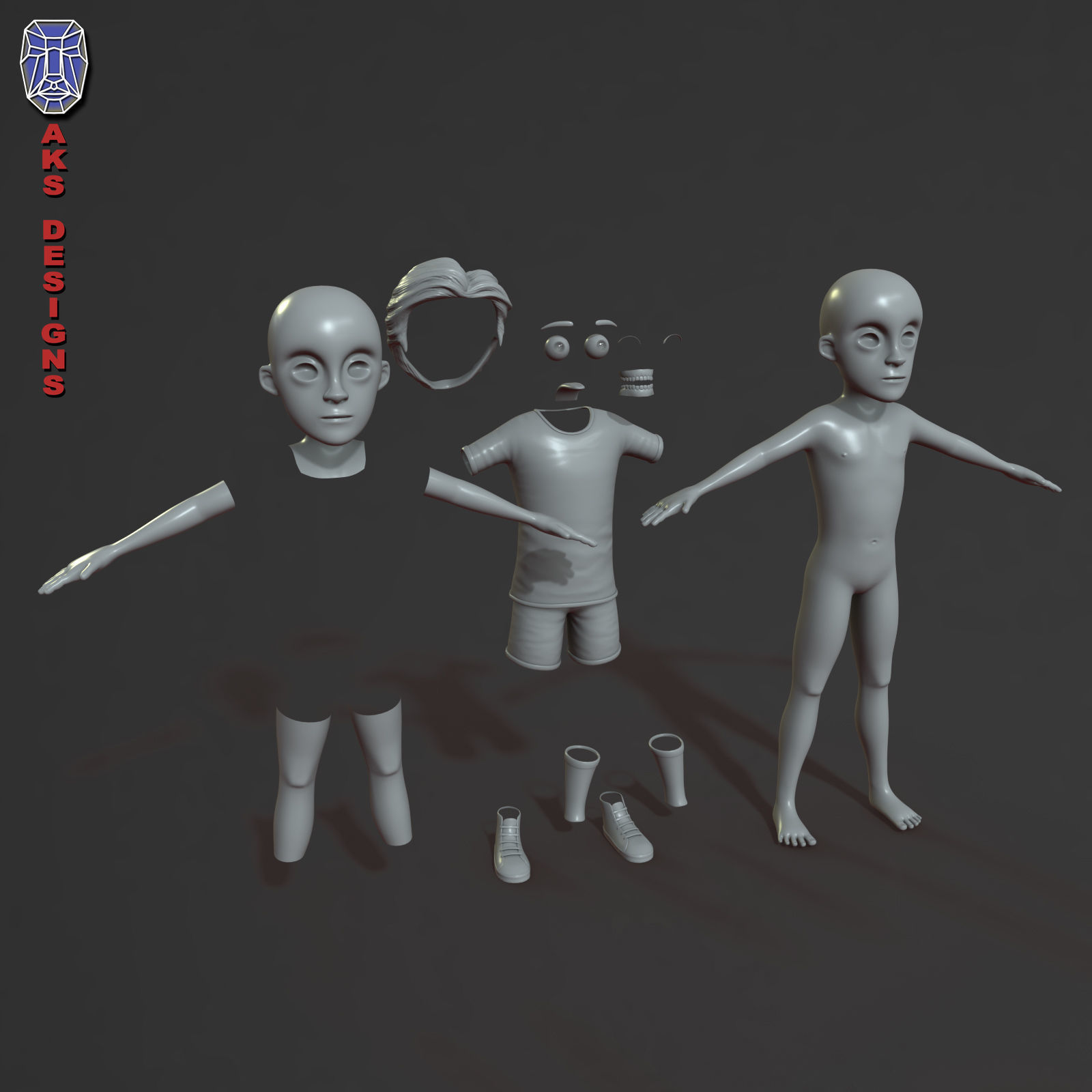 cartoon boy v4 base mesh free 3D model | CGTrader