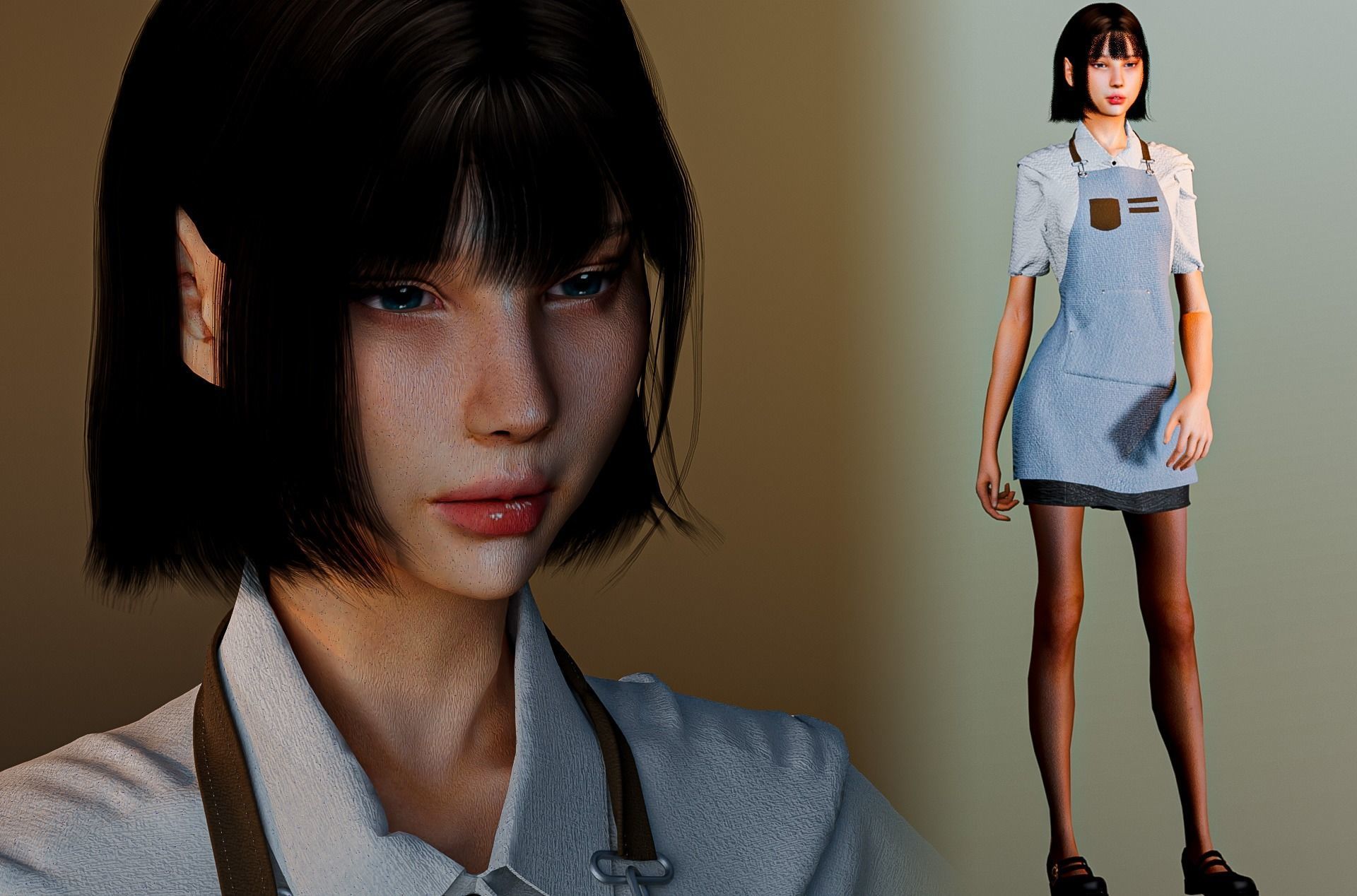 3D model Waitress Girl - Game Ready VR / AR / low-poly | CGTrader