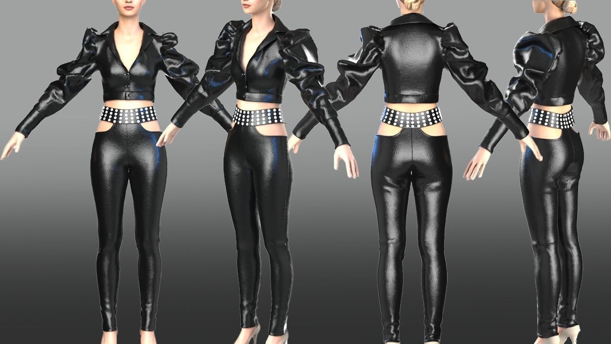 Leather suit set 3D model | CGTrader