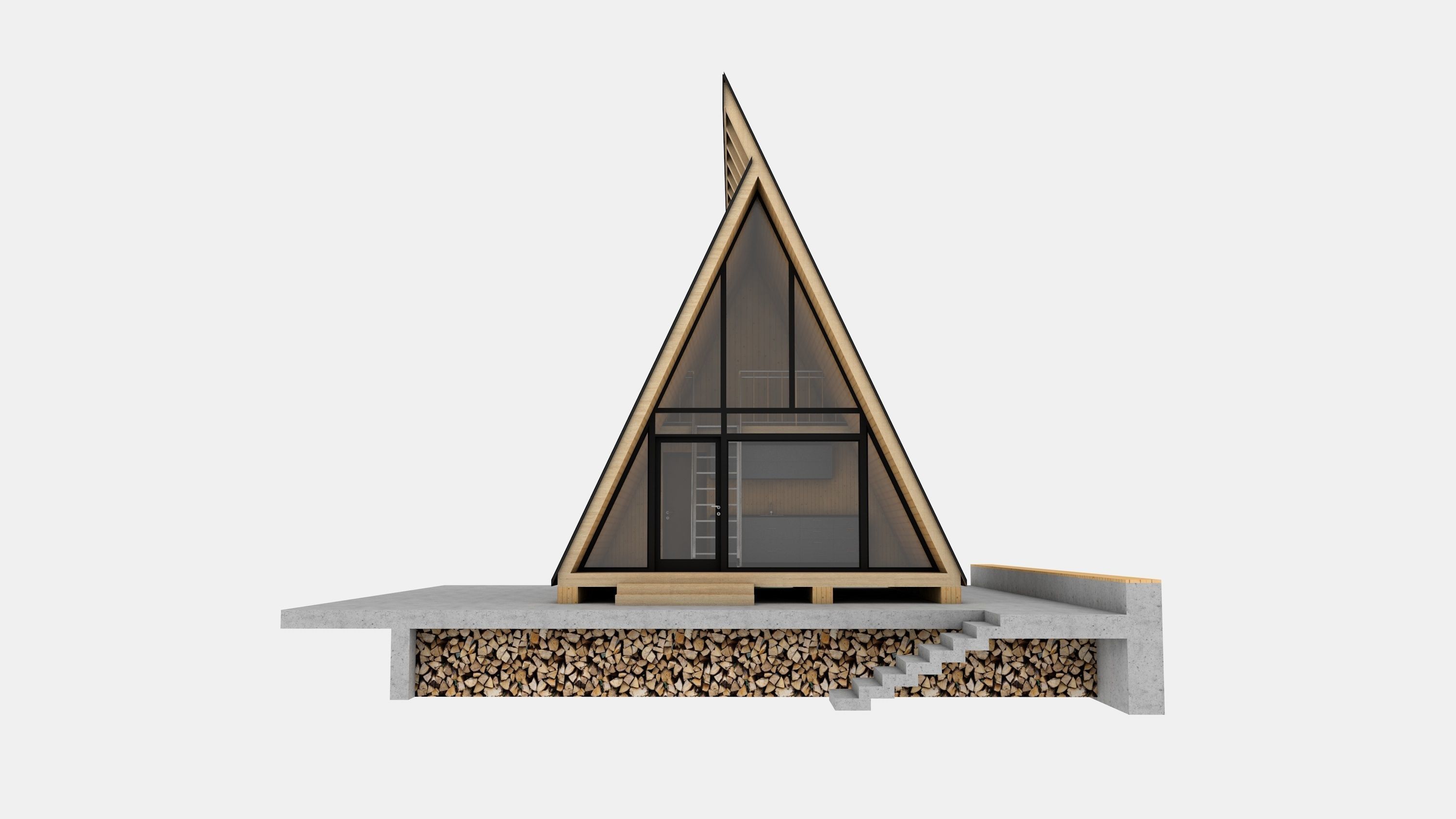 Aframe cabin Montana 3D model | CGTrader