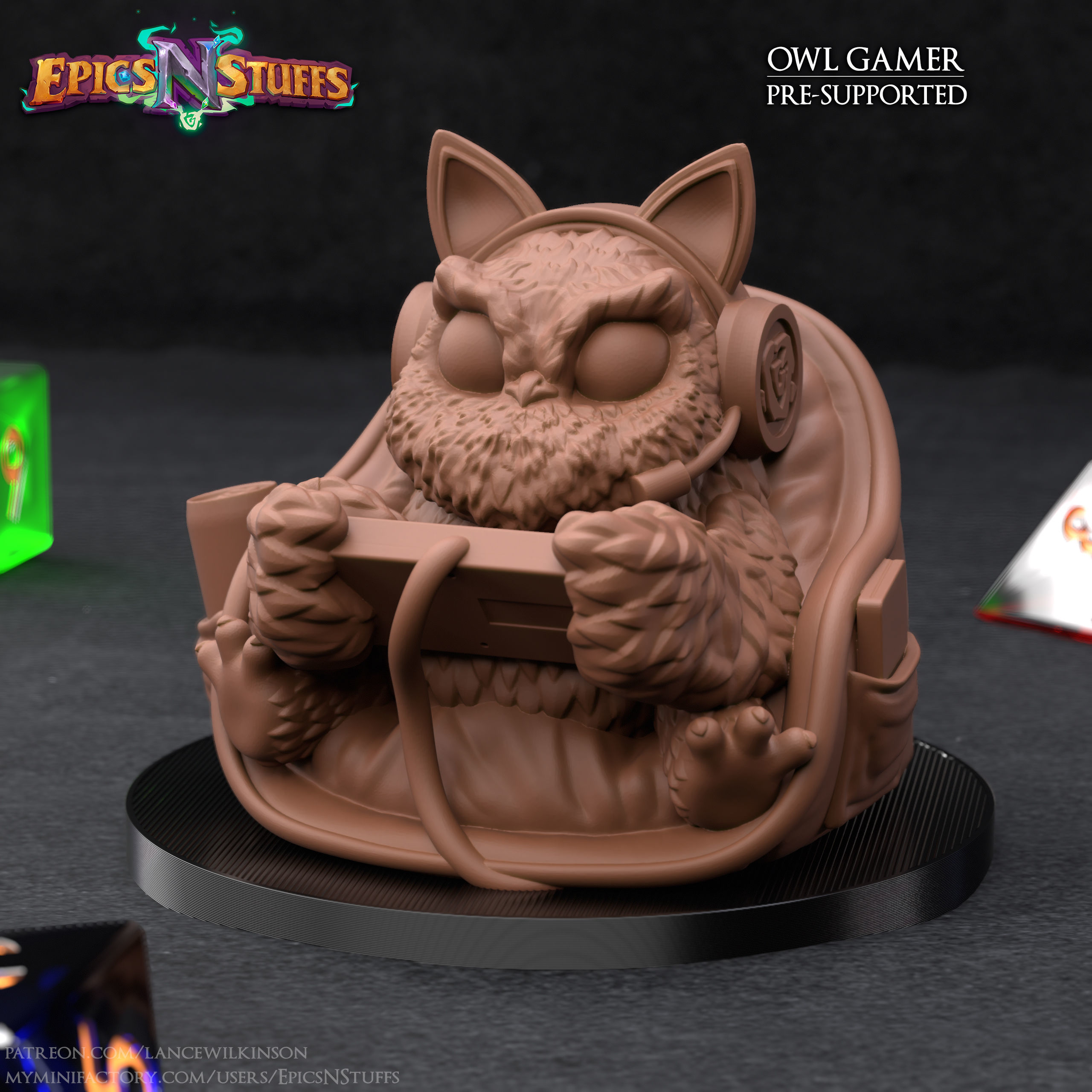Gamer Owlkin Miniature - Pre-Supported 3D model 3D printable | CGTrader
