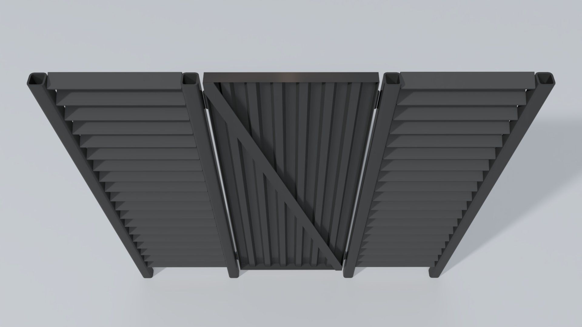 3D model Metal Corrugated Gate with Fence panels VR / AR / low-poly ...