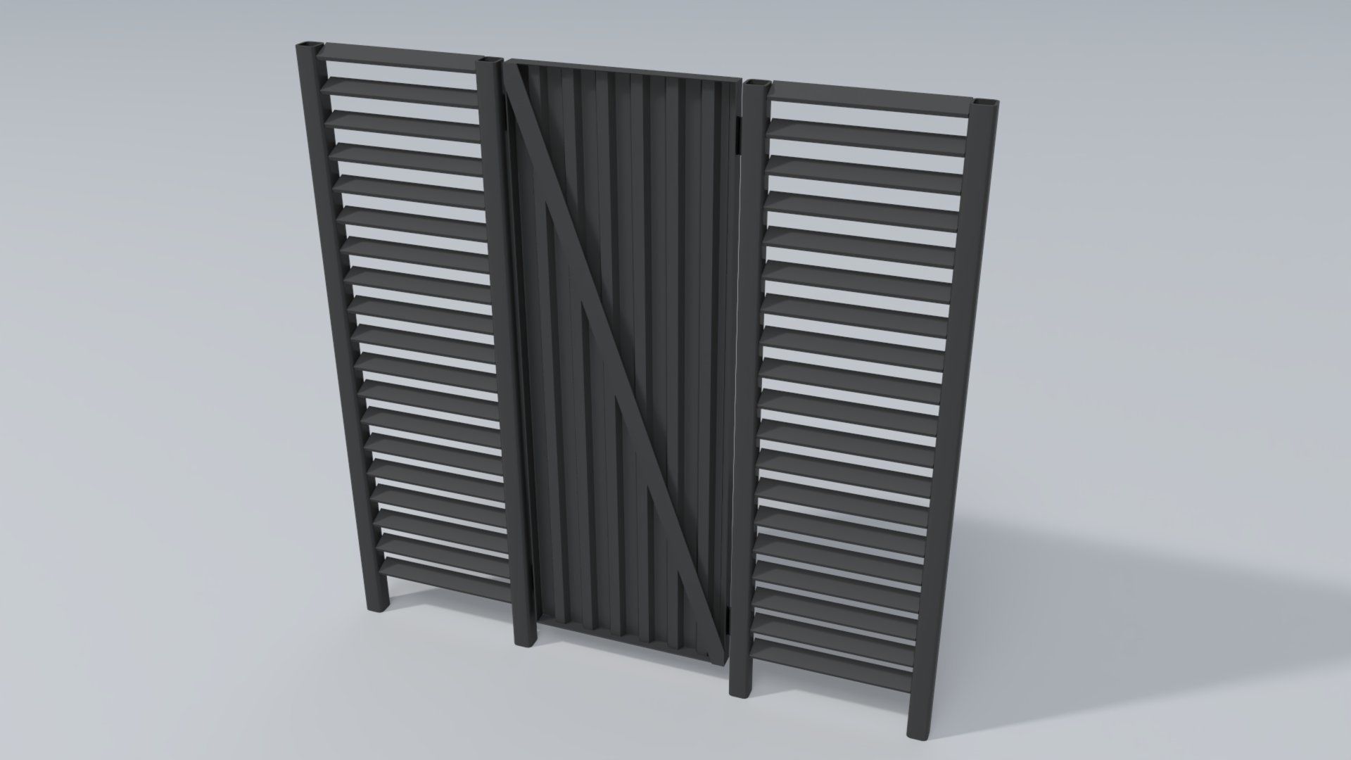3D model Metal Corrugated Gate with Fence panels VR / AR / low-poly ...