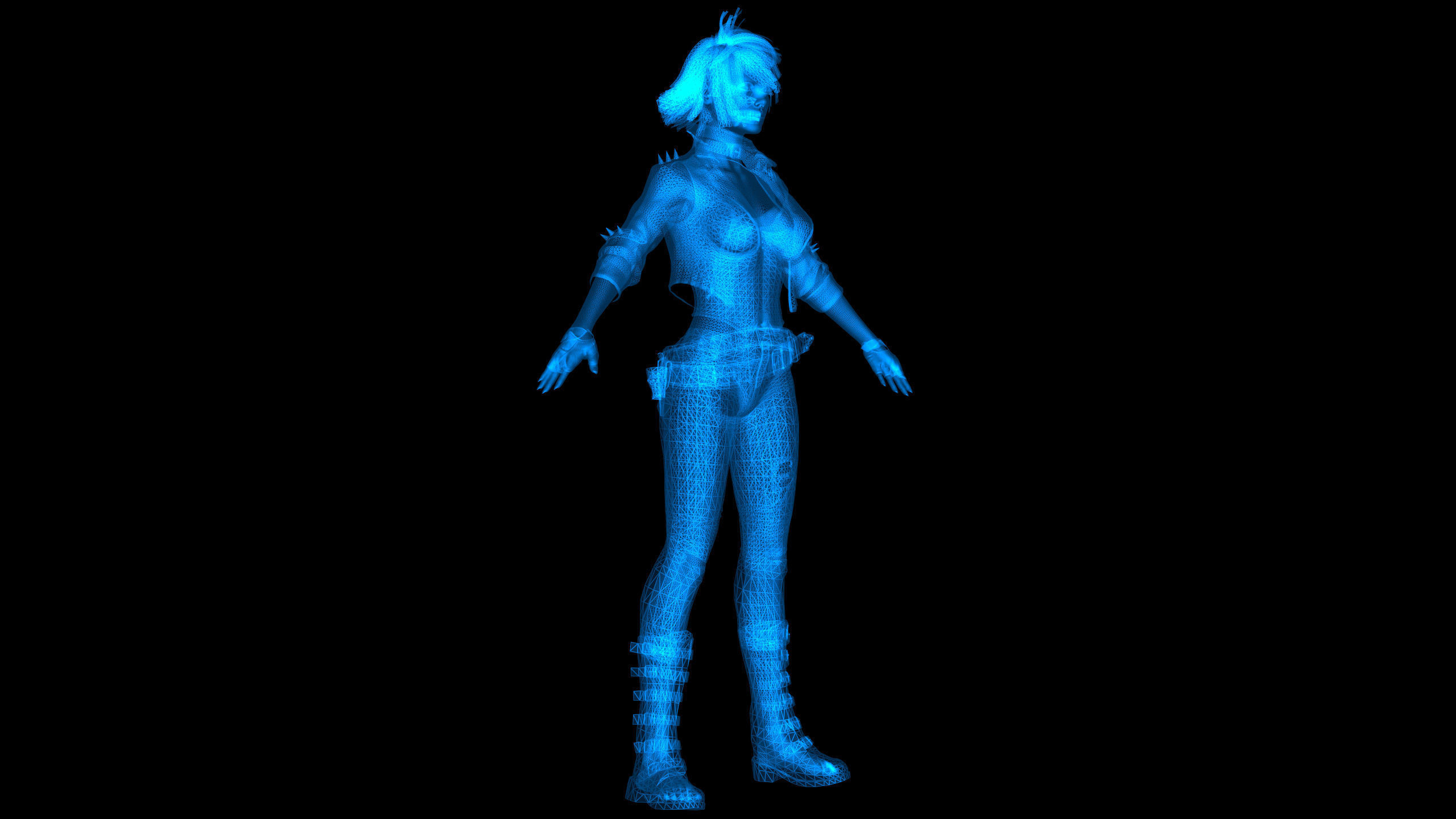 Punk Goth Emo Girl 3D model animated rigged | CGTrader