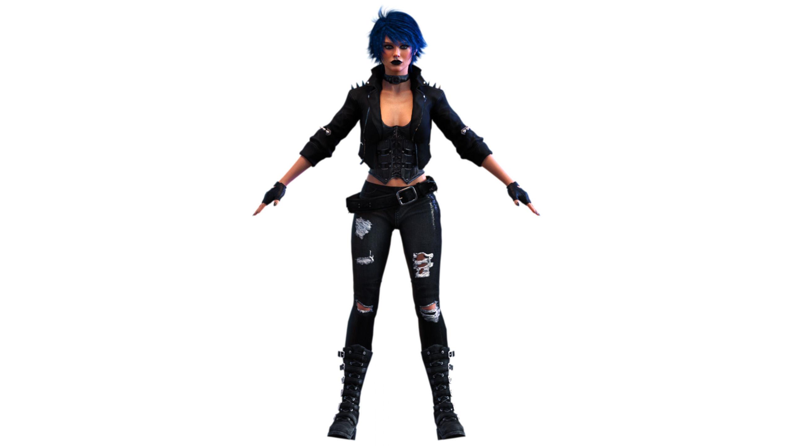 Punk Goth Emo Girl 3D model animated rigged | CGTrader