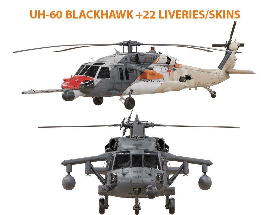 UH-60 Blackhawk Helicopter 22 skins 3D model | CGTrader