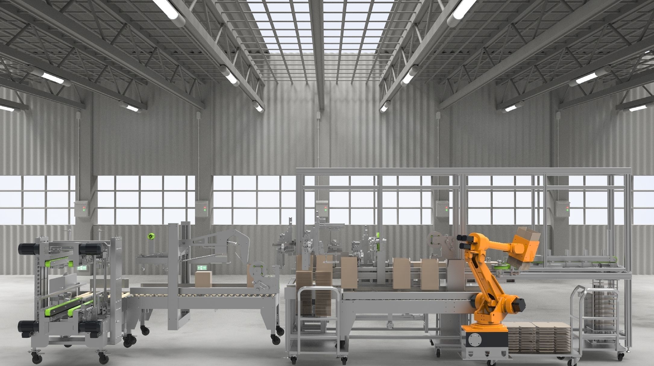 Packaging machine production process line 3D model | CGTrader