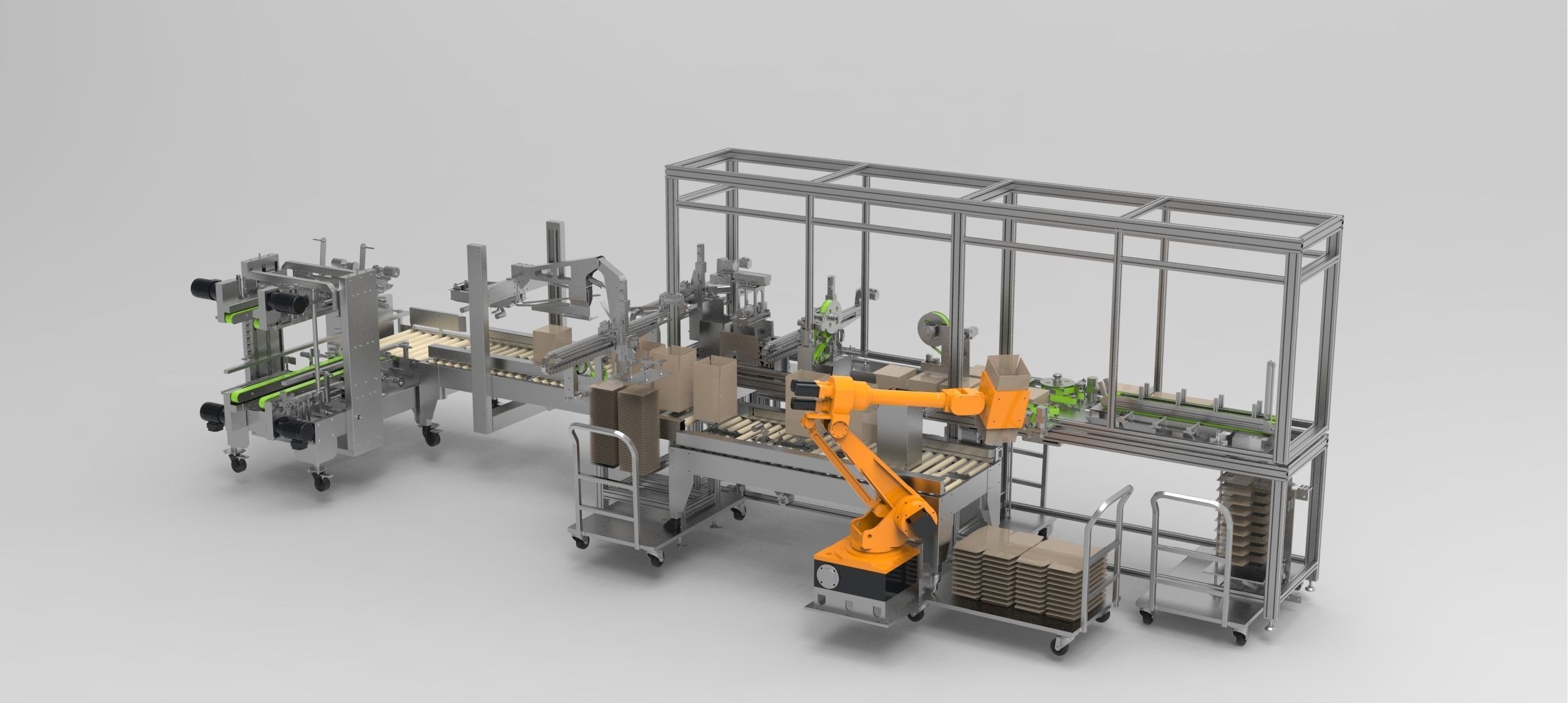 Packaging machine production process line 3D model | CGTrader