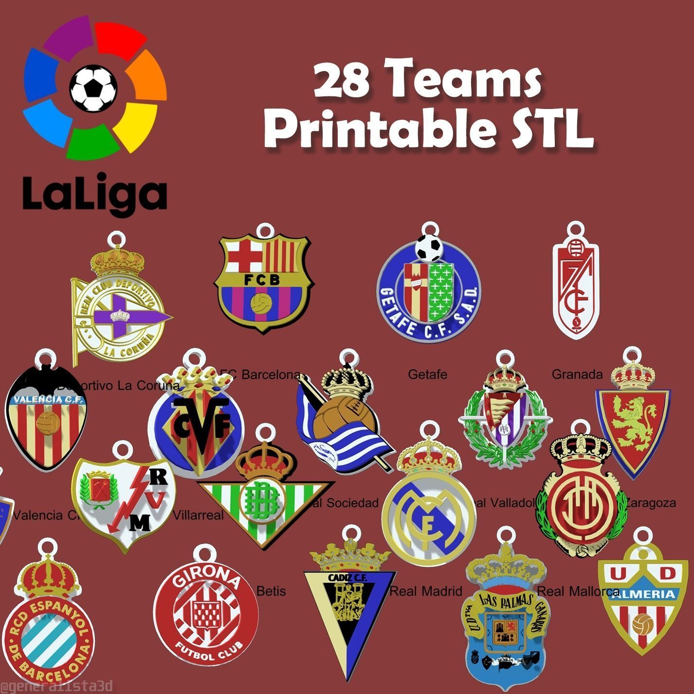 Spain League La Liga all teams printable 3D model 3D printable | CGTrader