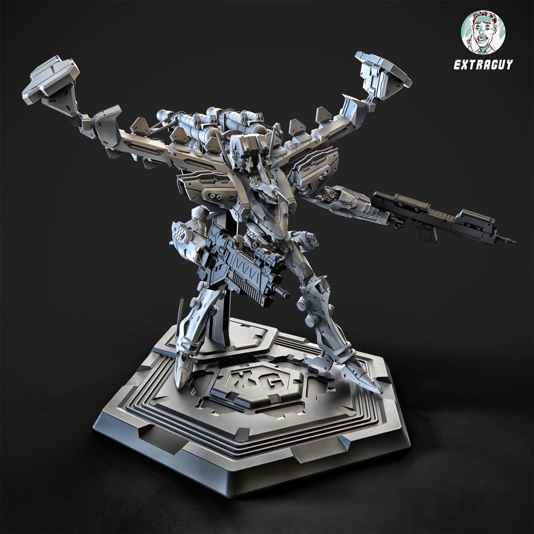 White Sparkle Mech 75mm 3D model 3D printable | CGTrader