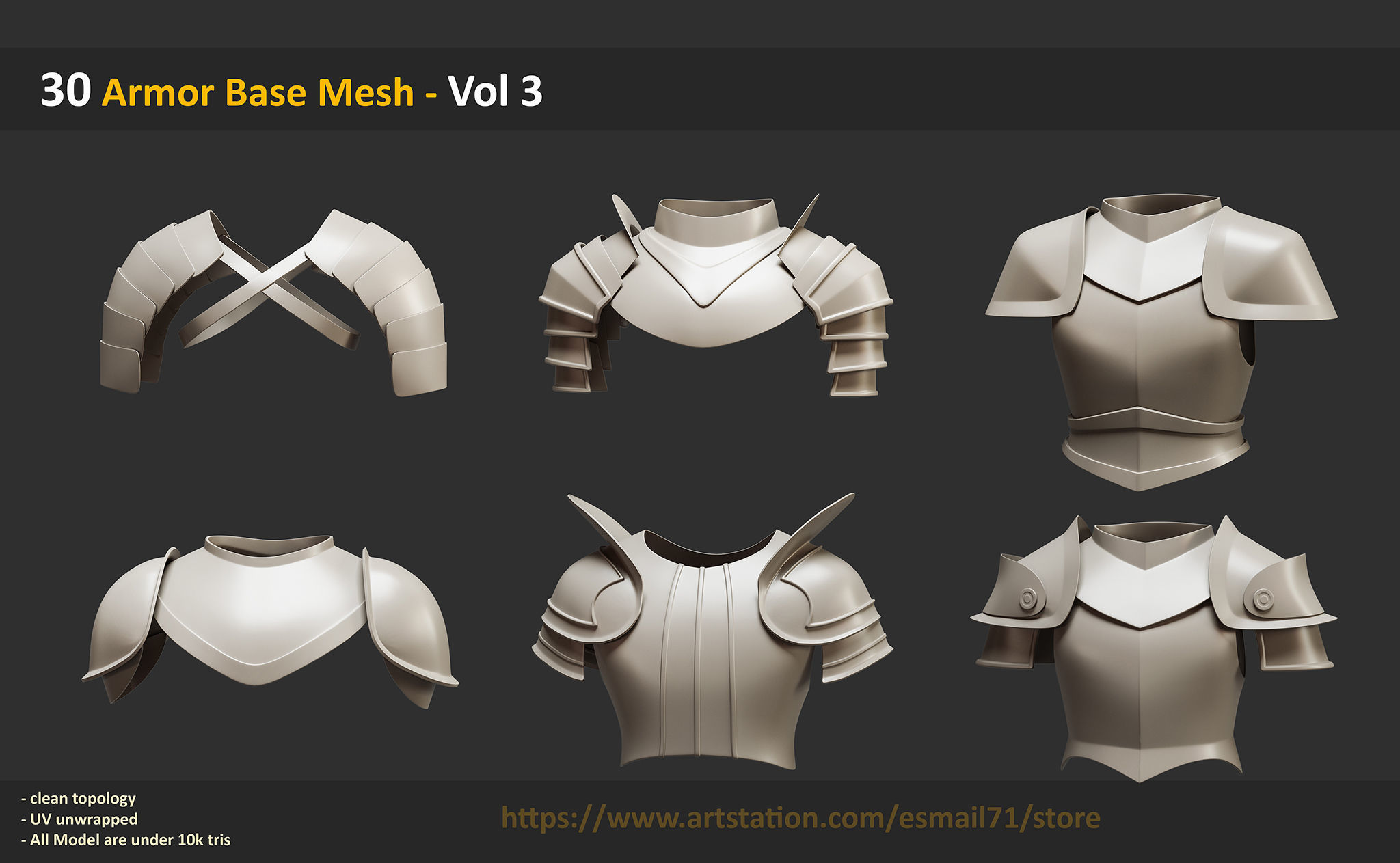 3D model 30 Armor Base Mesh - Vol 3 VR / AR / low-poly | CGTrader