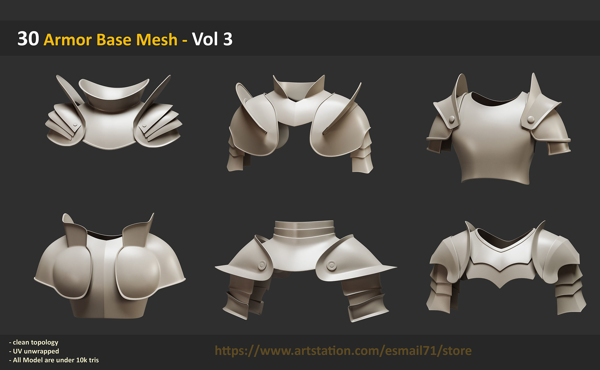 3D model 30 Armor Base Mesh - Vol 3 VR / AR / low-poly | CGTrader