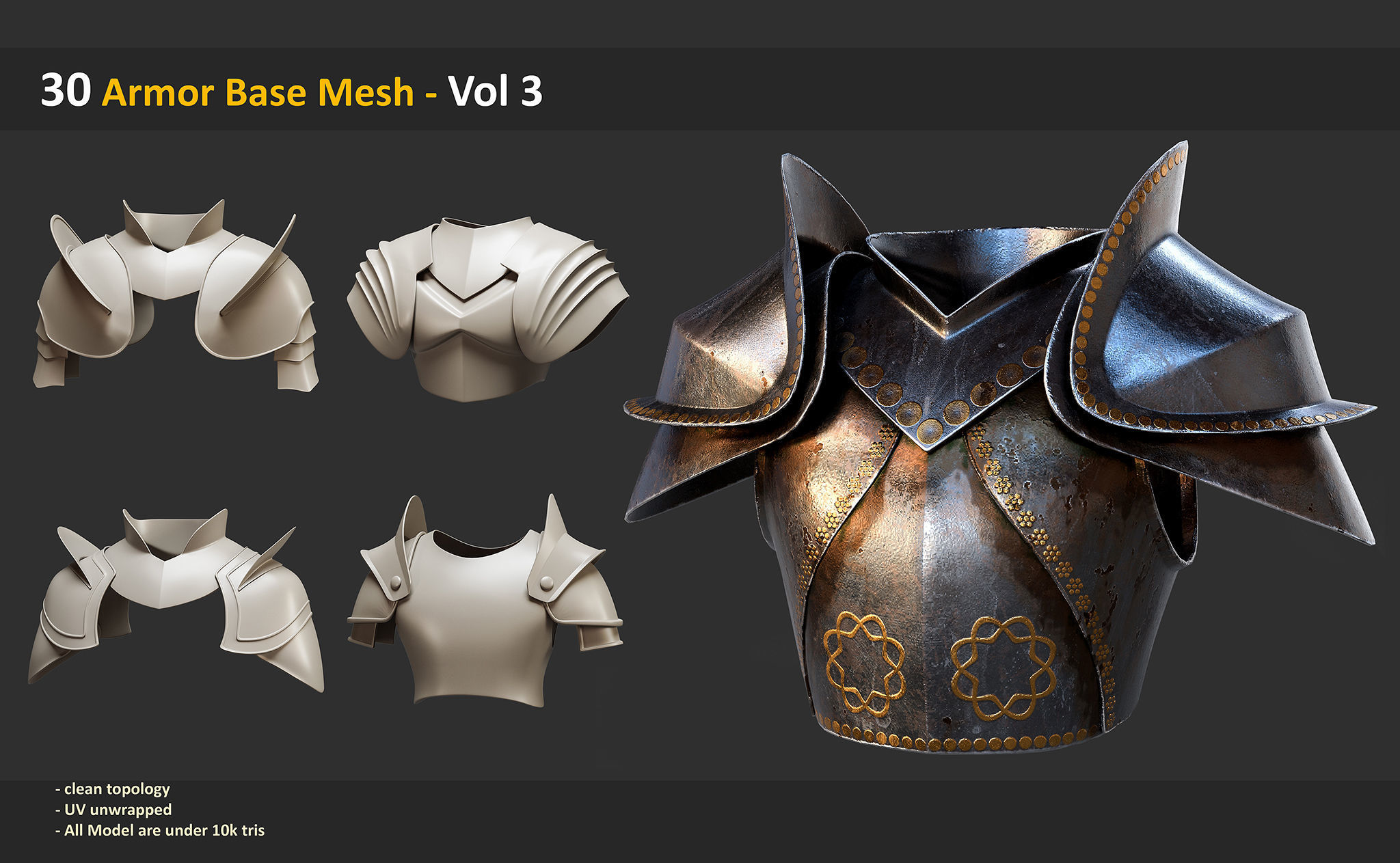3D model 30 Armor Base Mesh - Vol 3 VR / AR / low-poly | CGTrader