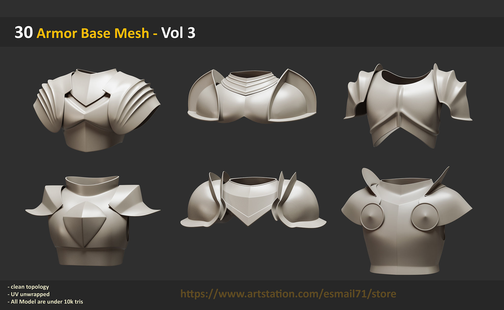 3D model 30 Armor Base Mesh - Vol 3 VR / AR / low-poly | CGTrader