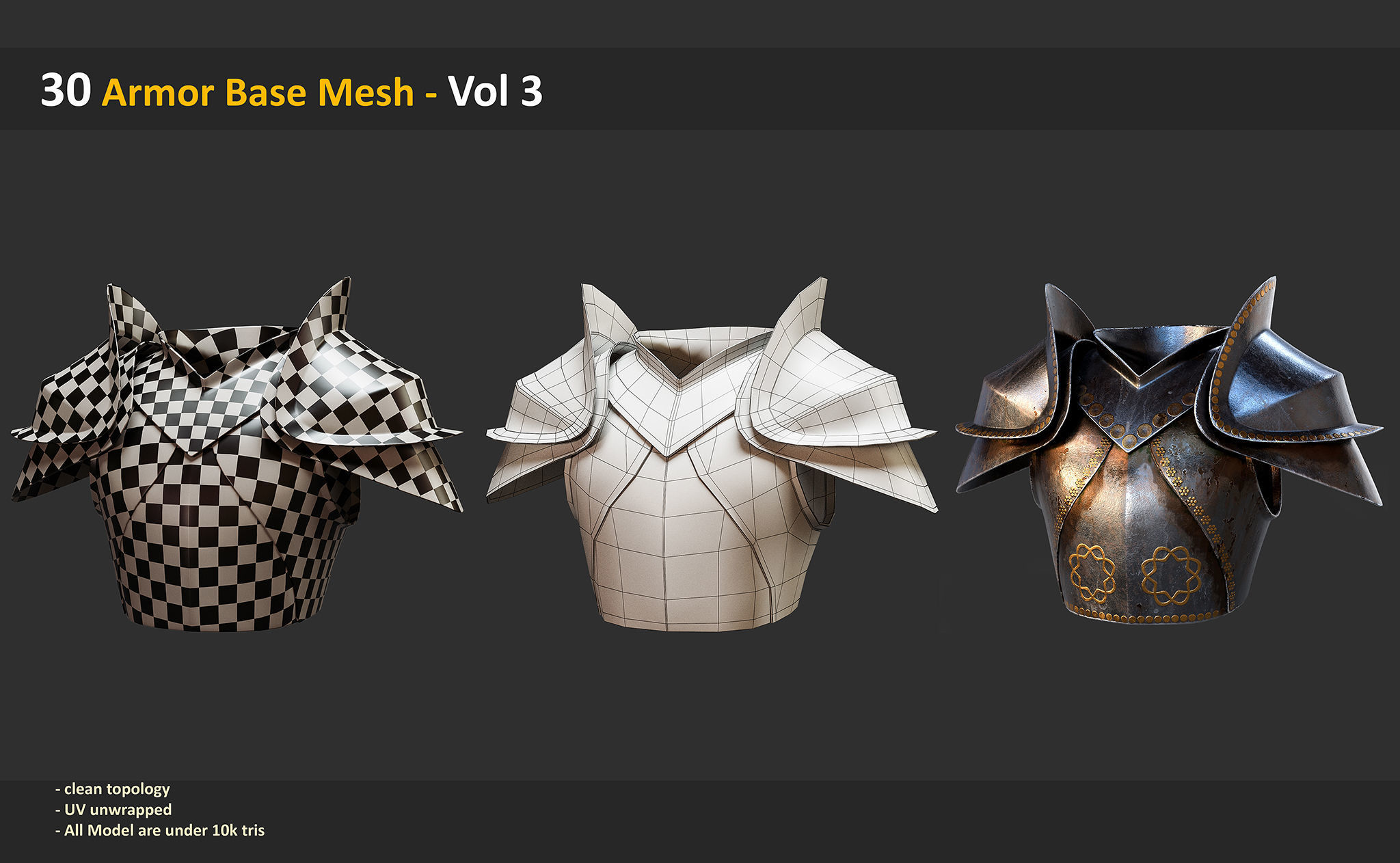 3D model 30 Armor Base Mesh - Vol 3 VR / AR / low-poly | CGTrader