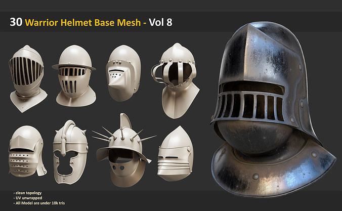 3D model 30 Warrior Helmet Base Mesh - Vol 8 VR / AR / low-poly | CGTrader