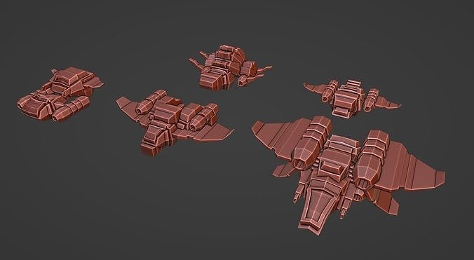 Low Poly Game ready Spaceship Pack free VR / AR / low-poly 3D model ...