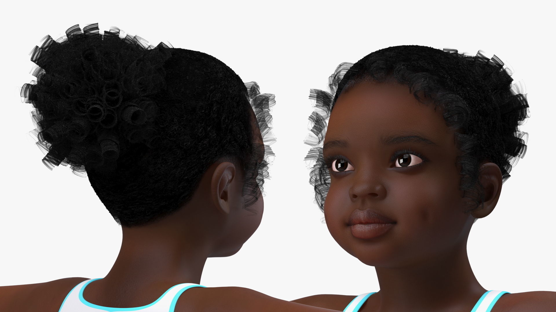 Black Child Girl With Hoop Rigged for Cinema 4D 3D model rigged | CGTrader