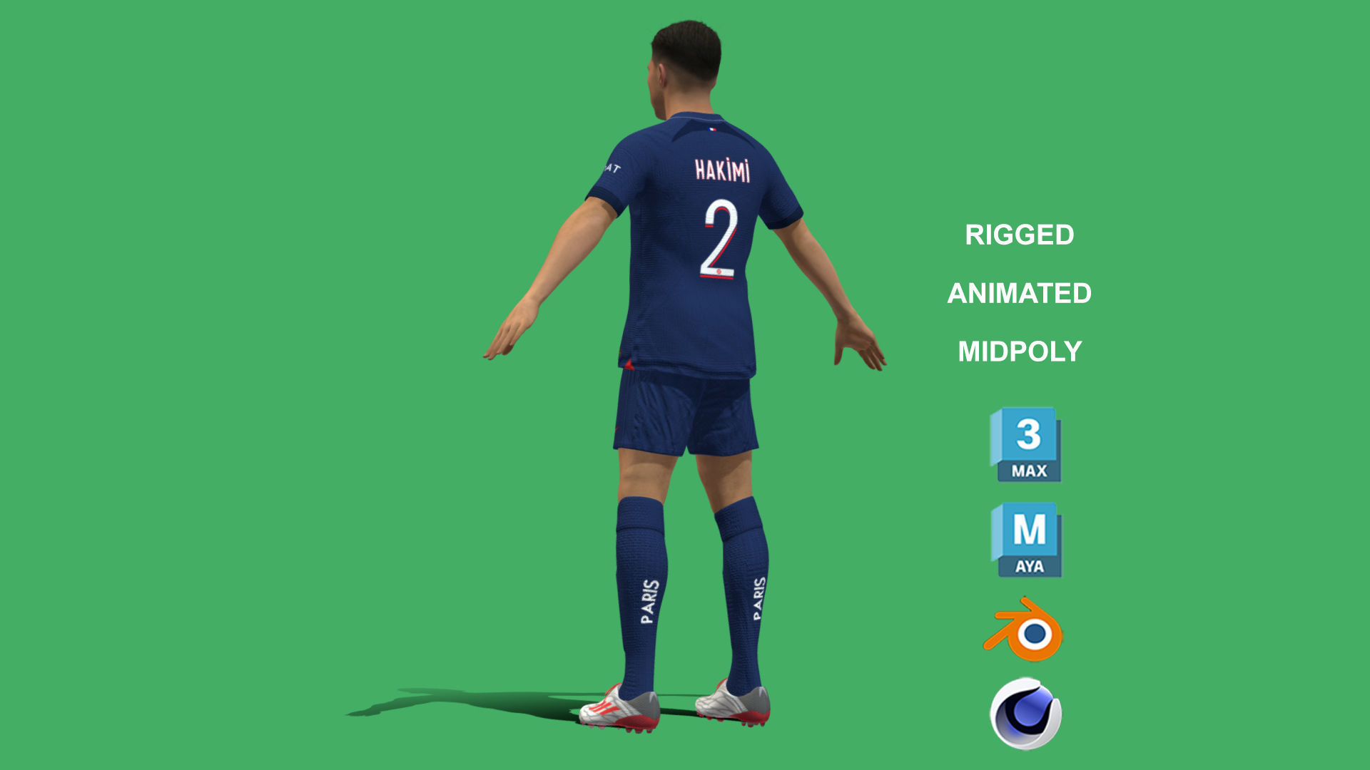 3D Rigged Achraf Hakimi PSG 2024 3D model animated rigged | CGTrader
