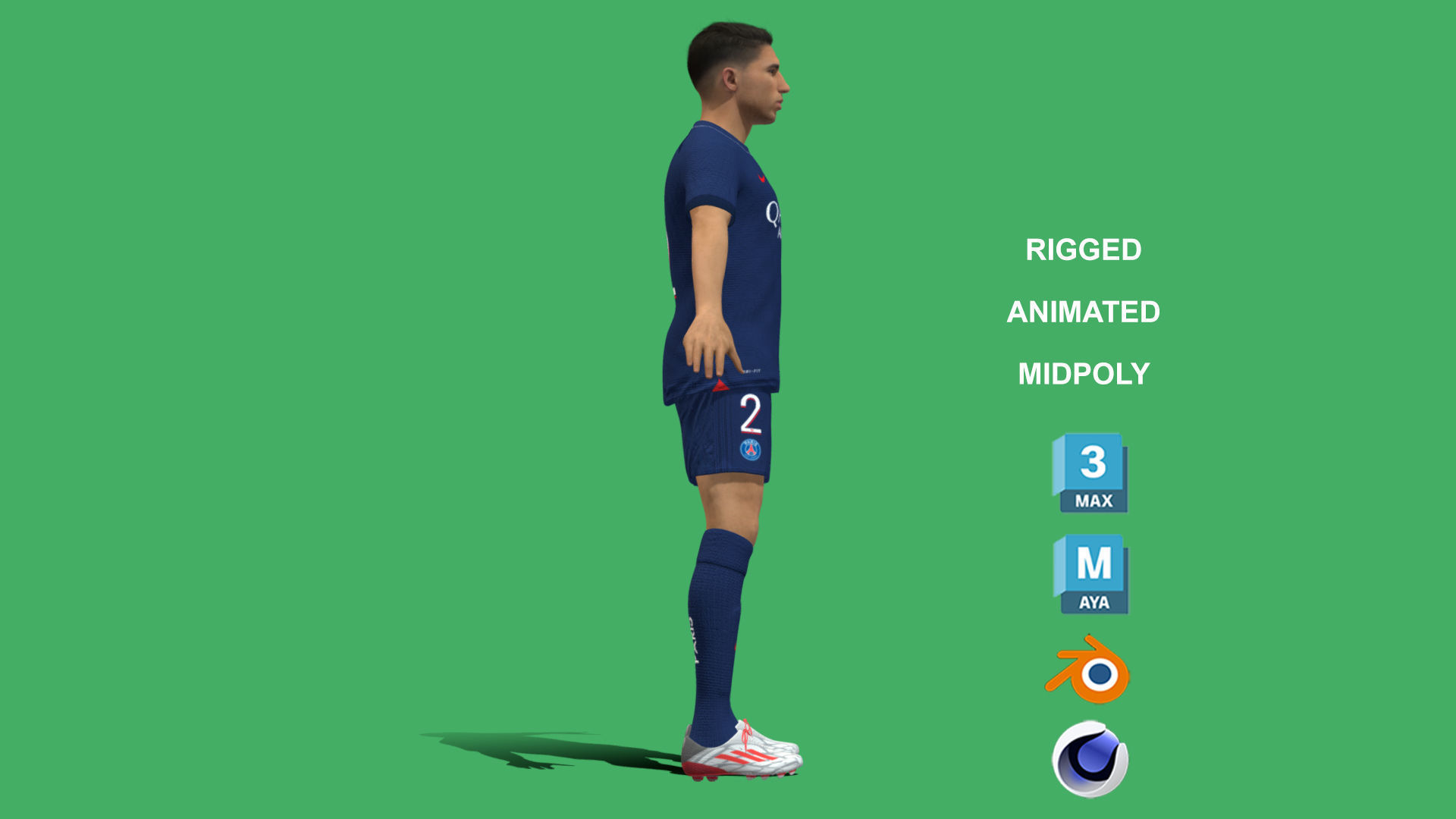 3D Rigged Achraf Hakimi PSG 2024 3D model animated rigged | CGTrader