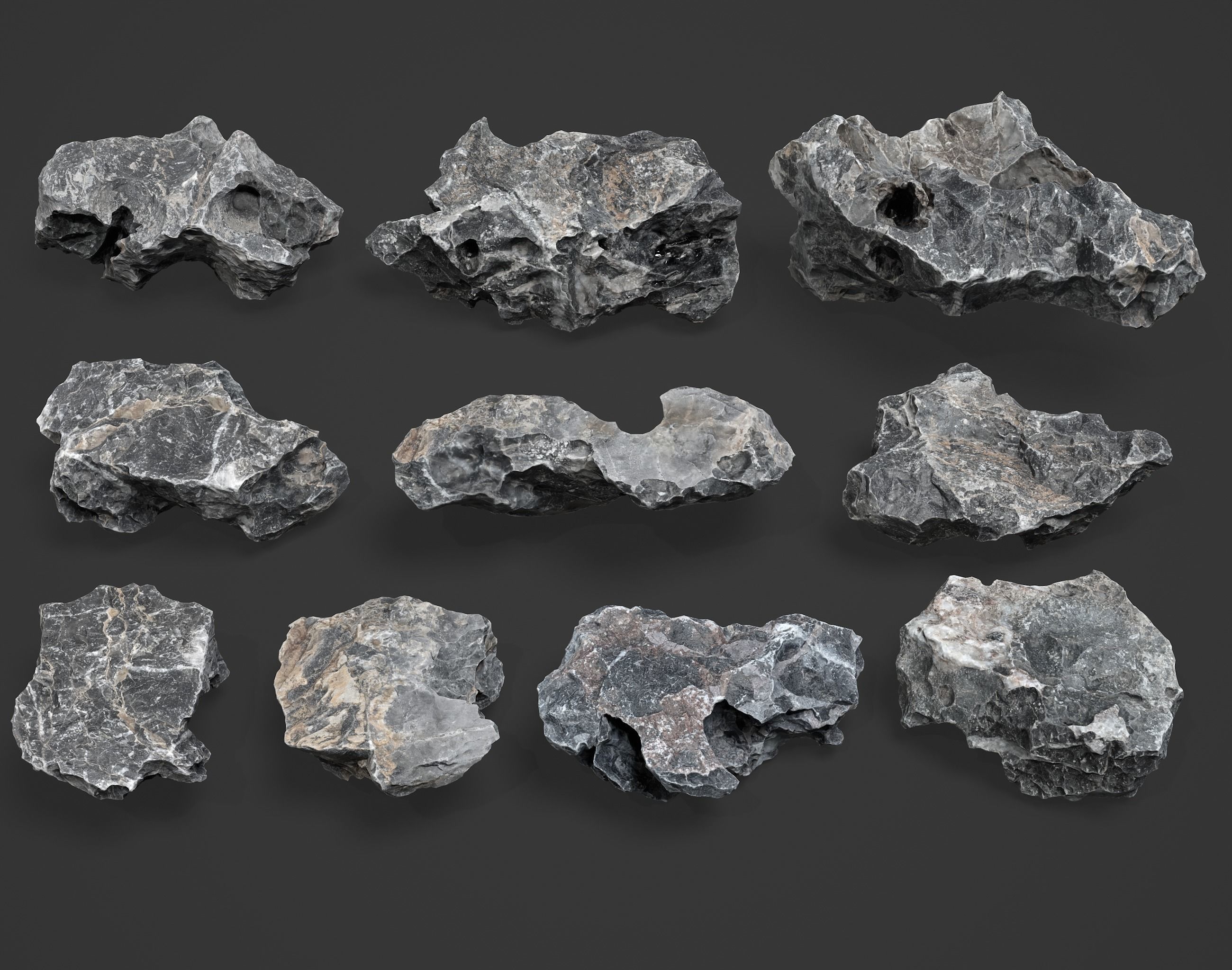 3D model 10 Erosion Rocks - Low Poly - 231117 VR / AR / low-poly | CGTrader