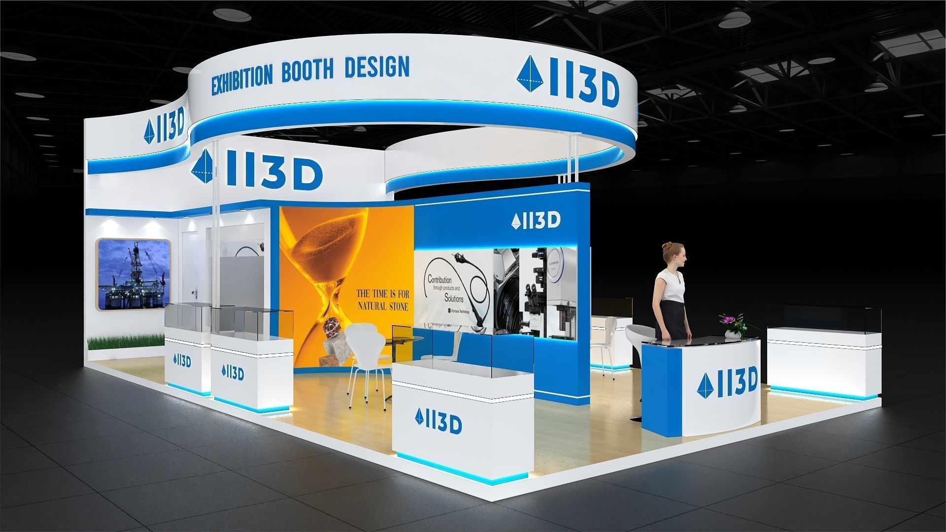 Exhibition Stand Stall Three Side Open 9X6 3D model | CGTrader