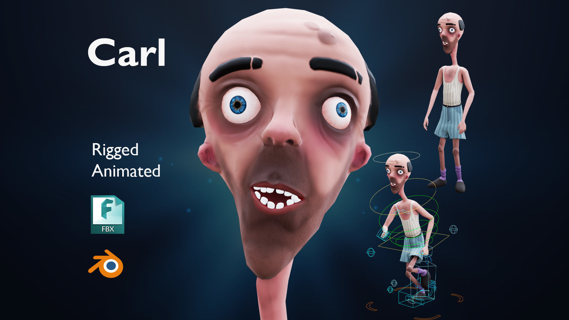 3D model Carl - Rigged Animated Looney Character VR / AR / low-poly ...