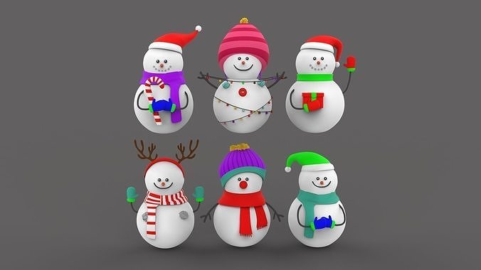 Snowmen collections v001 3D model | CGTrader