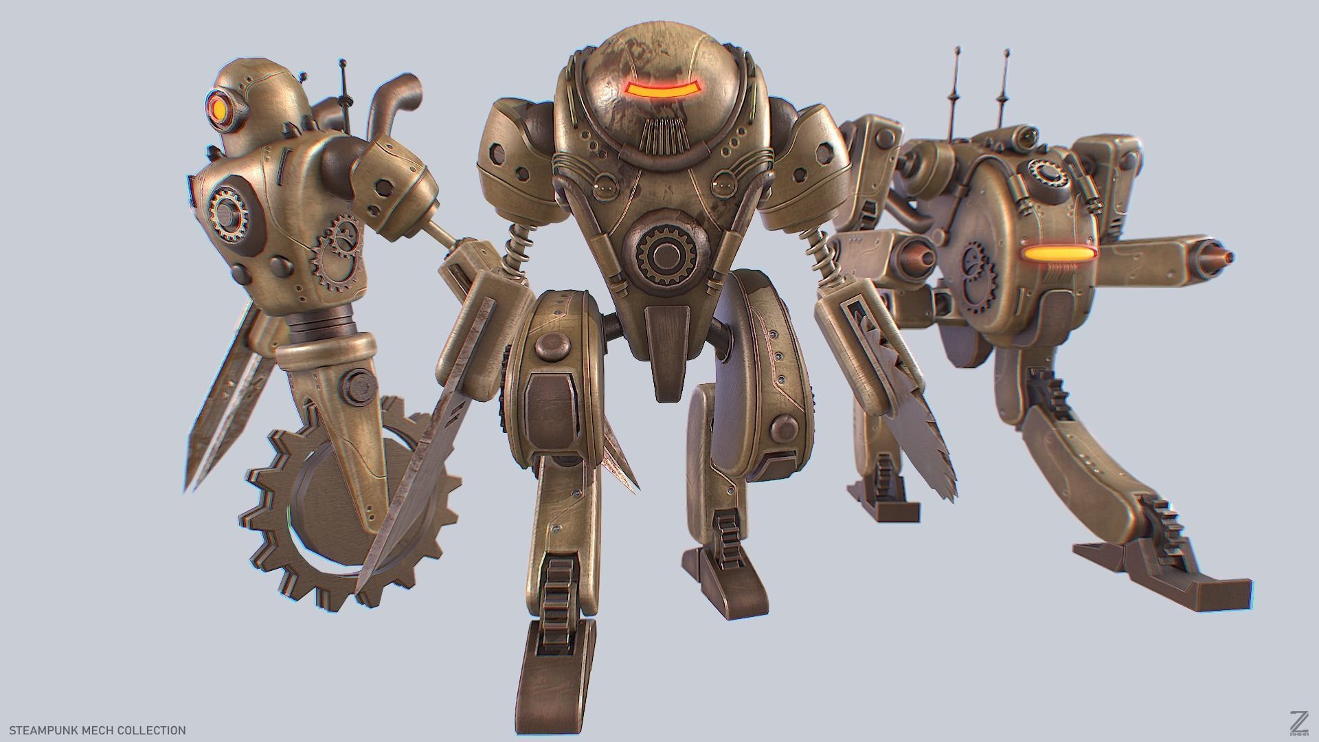 Steampunk mech collection VR / AR / low-poly | CGTrader