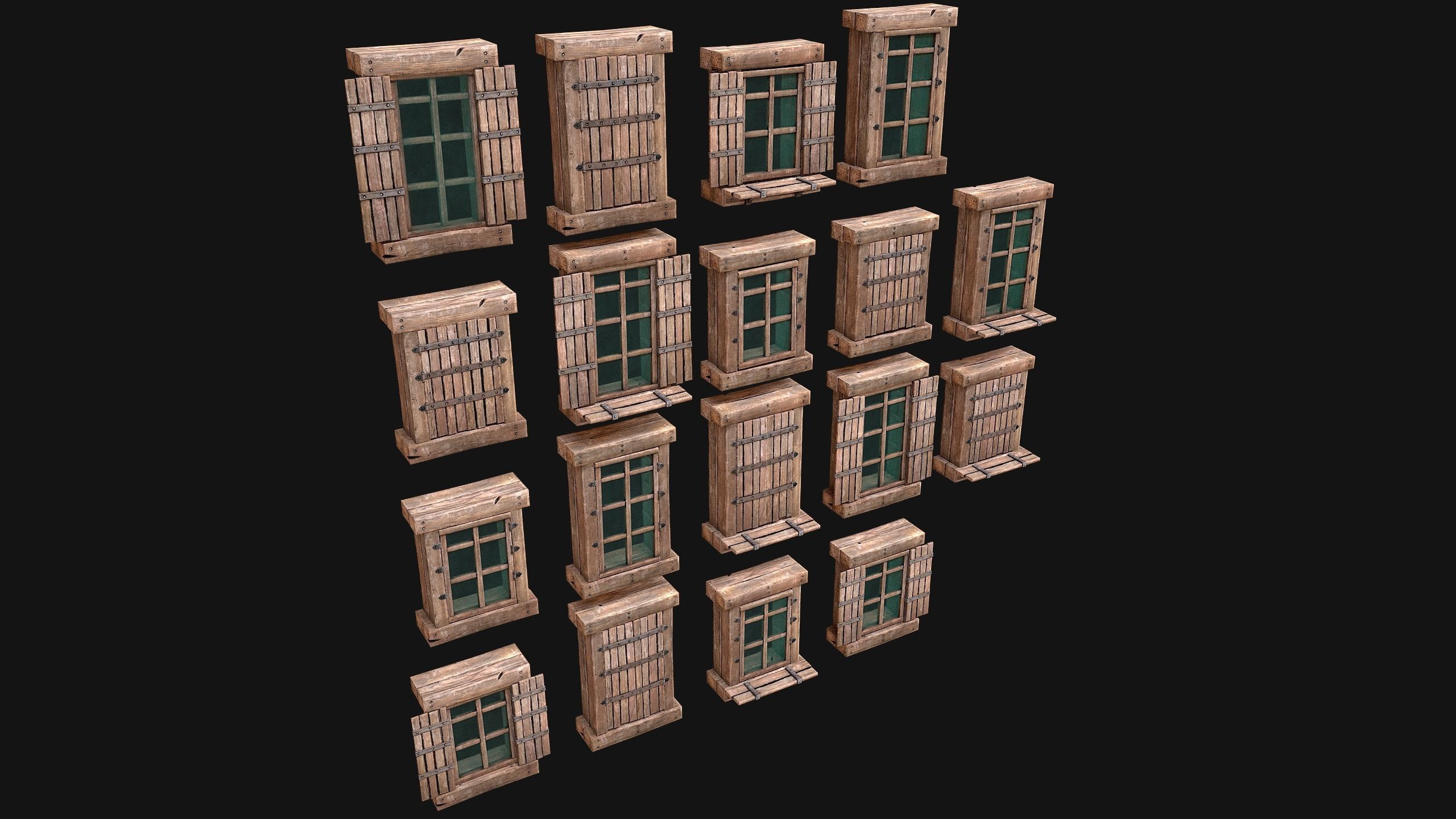 3D model Medieval Windows Set VR / AR / low-poly | CGTrader