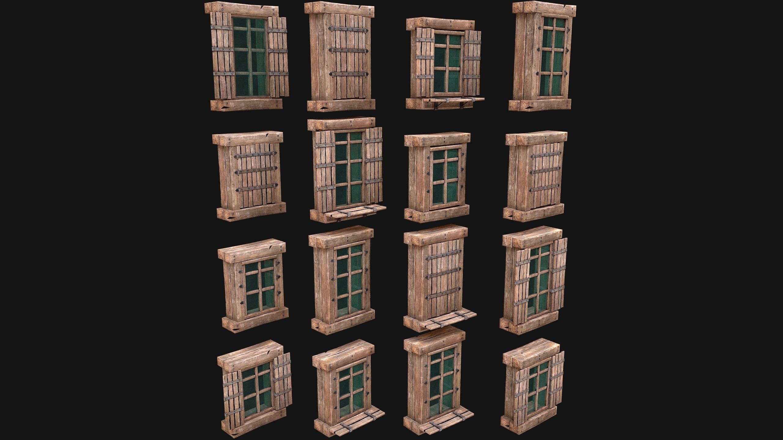 3D model Medieval Windows Set VR / AR / low-poly | CGTrader