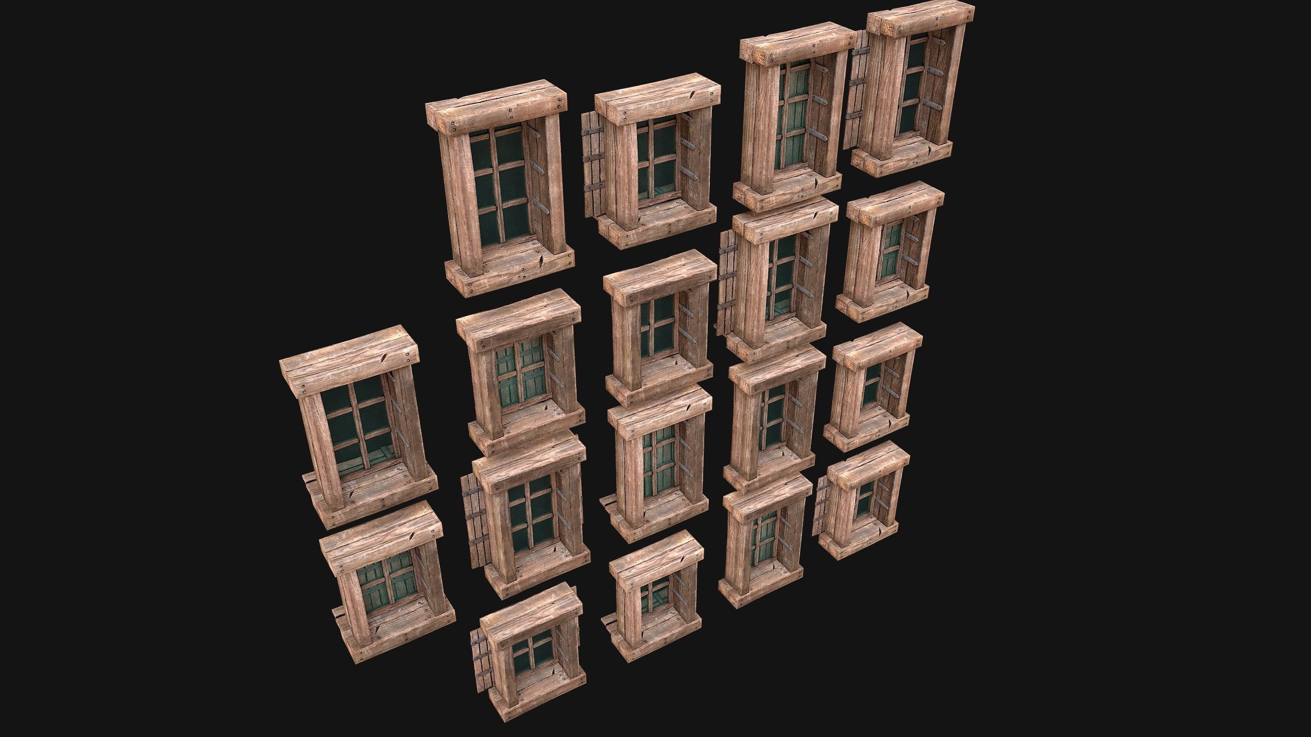 3D model Medieval Windows Set VR / AR / low-poly | CGTrader