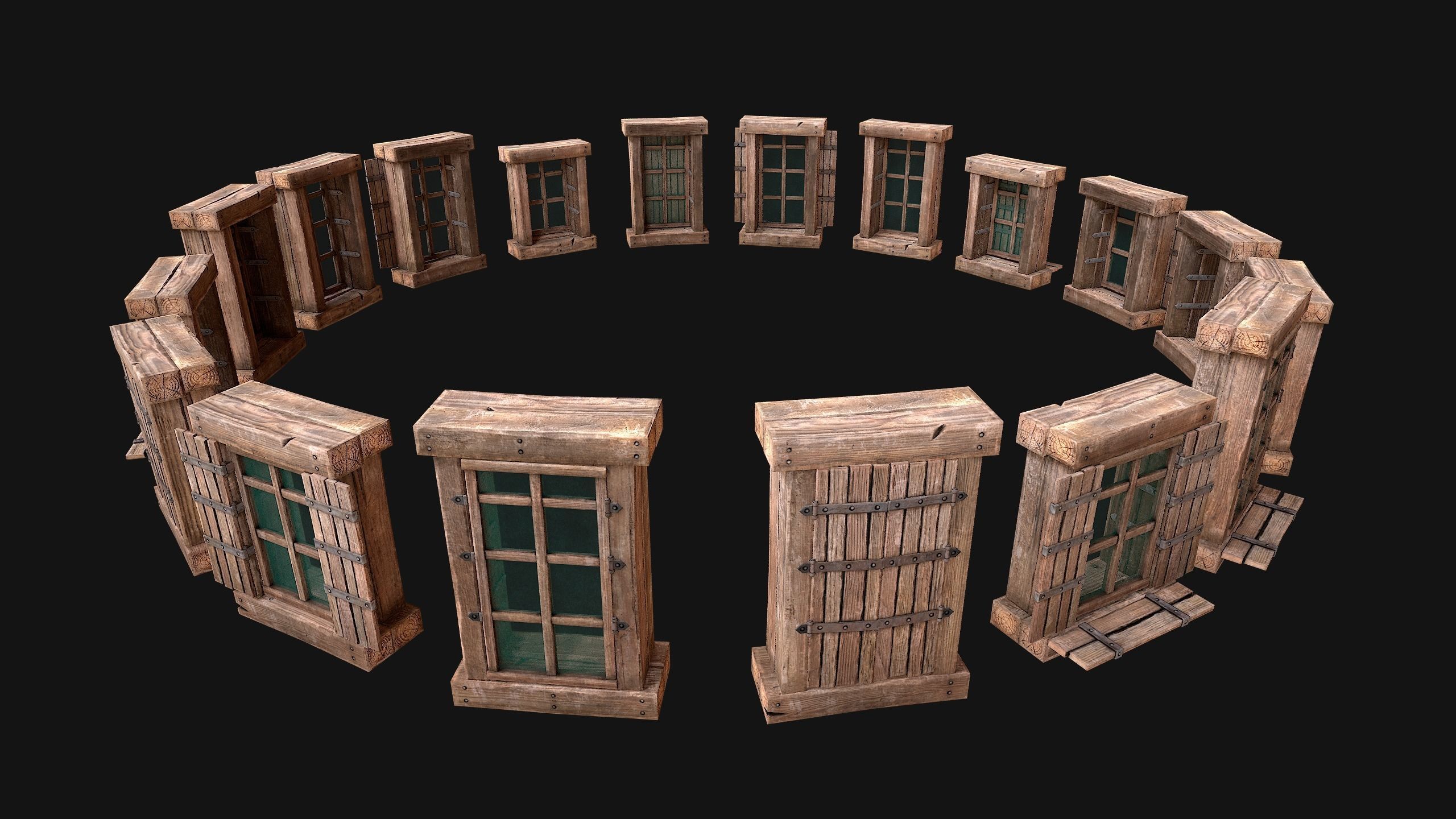 3D model Medieval Windows Set VR / AR / low-poly | CGTrader