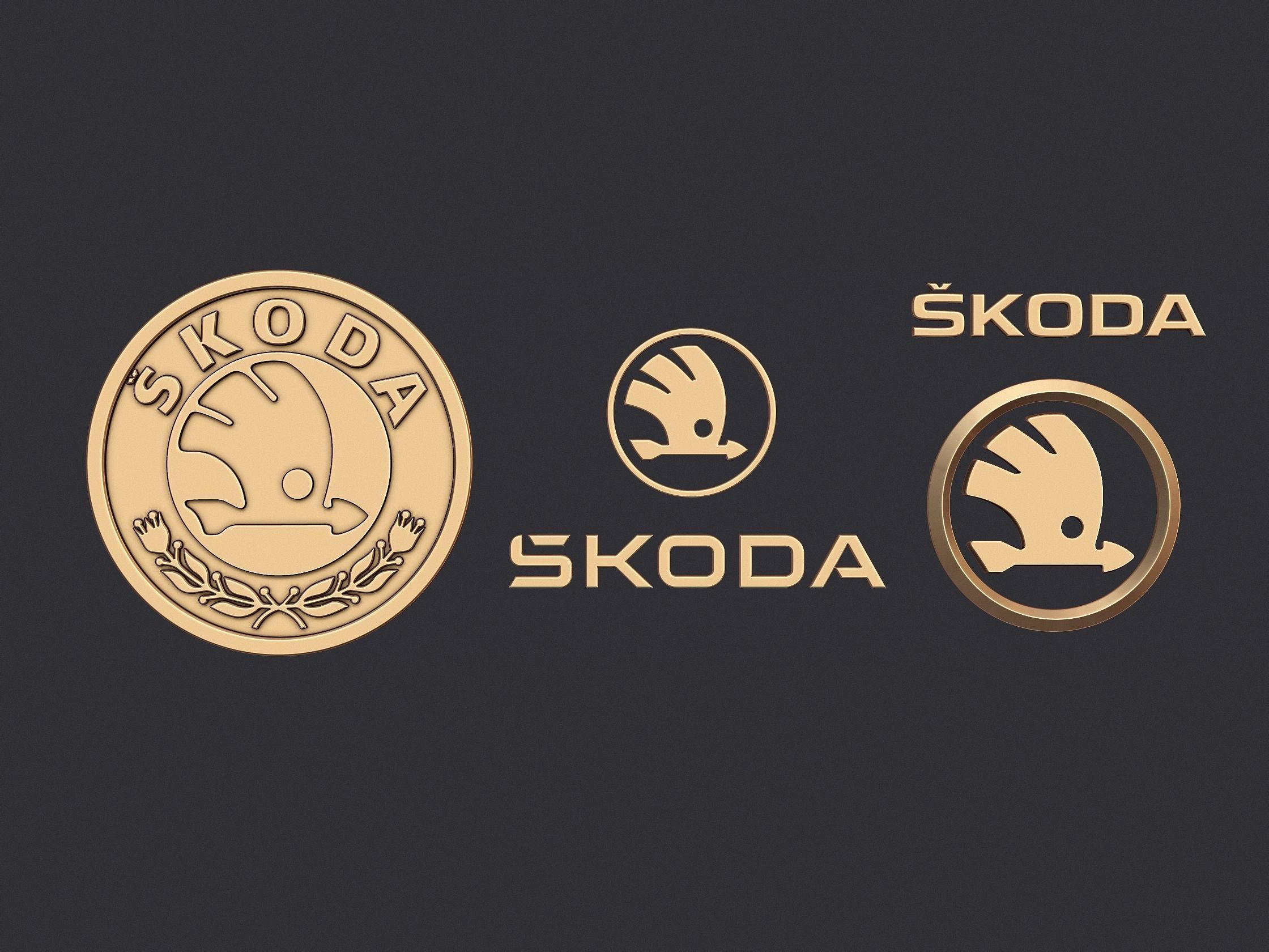 Skoda Logo Set 3D model 3D printable | CGTrader