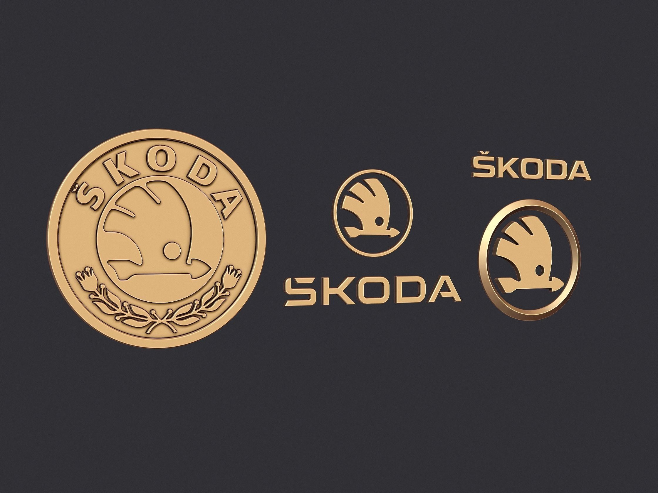 Skoda Logo Set 3D model 3D printable | CGTrader