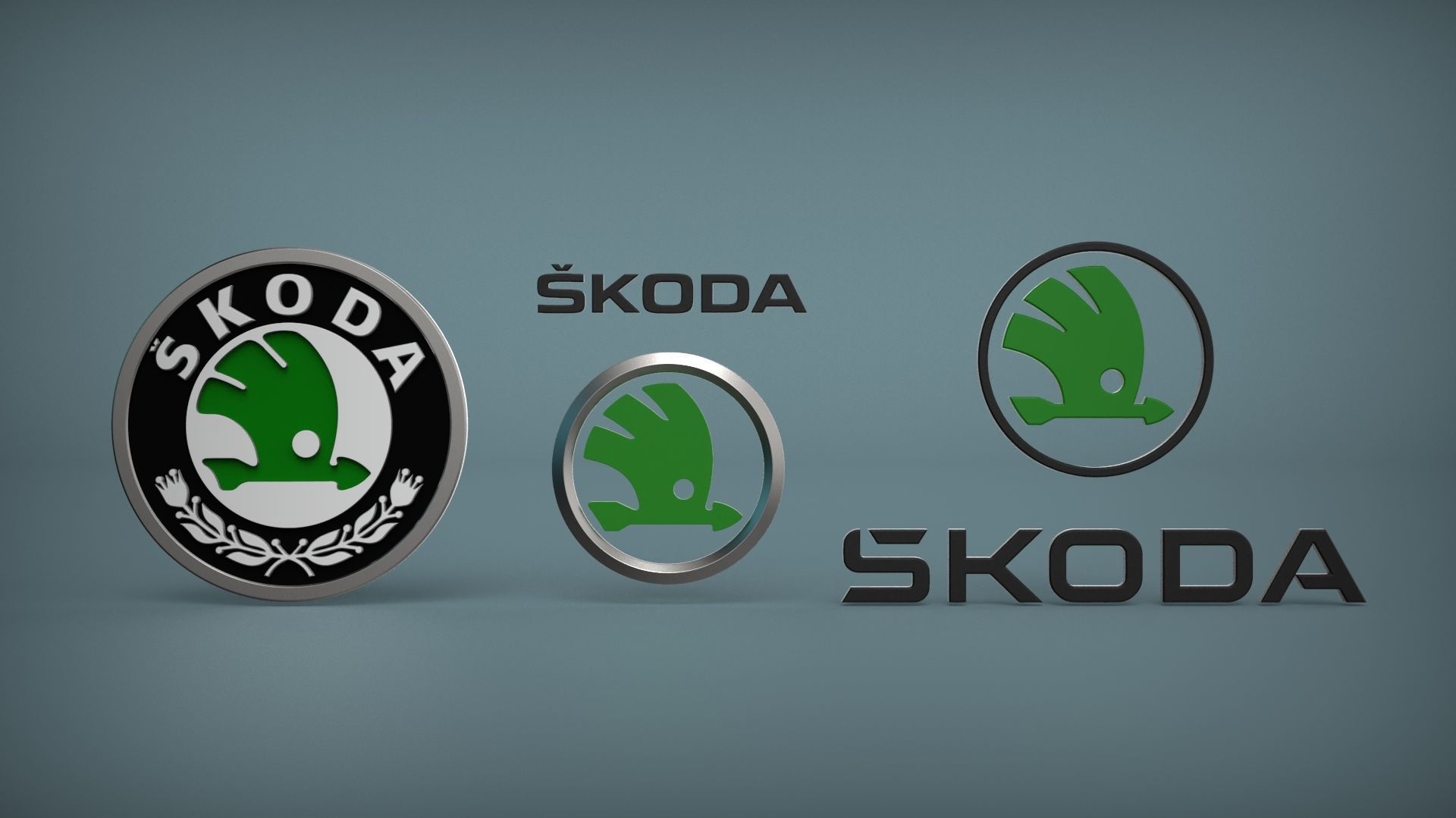 Skoda Logo Set 3D model 3D printable | CGTrader