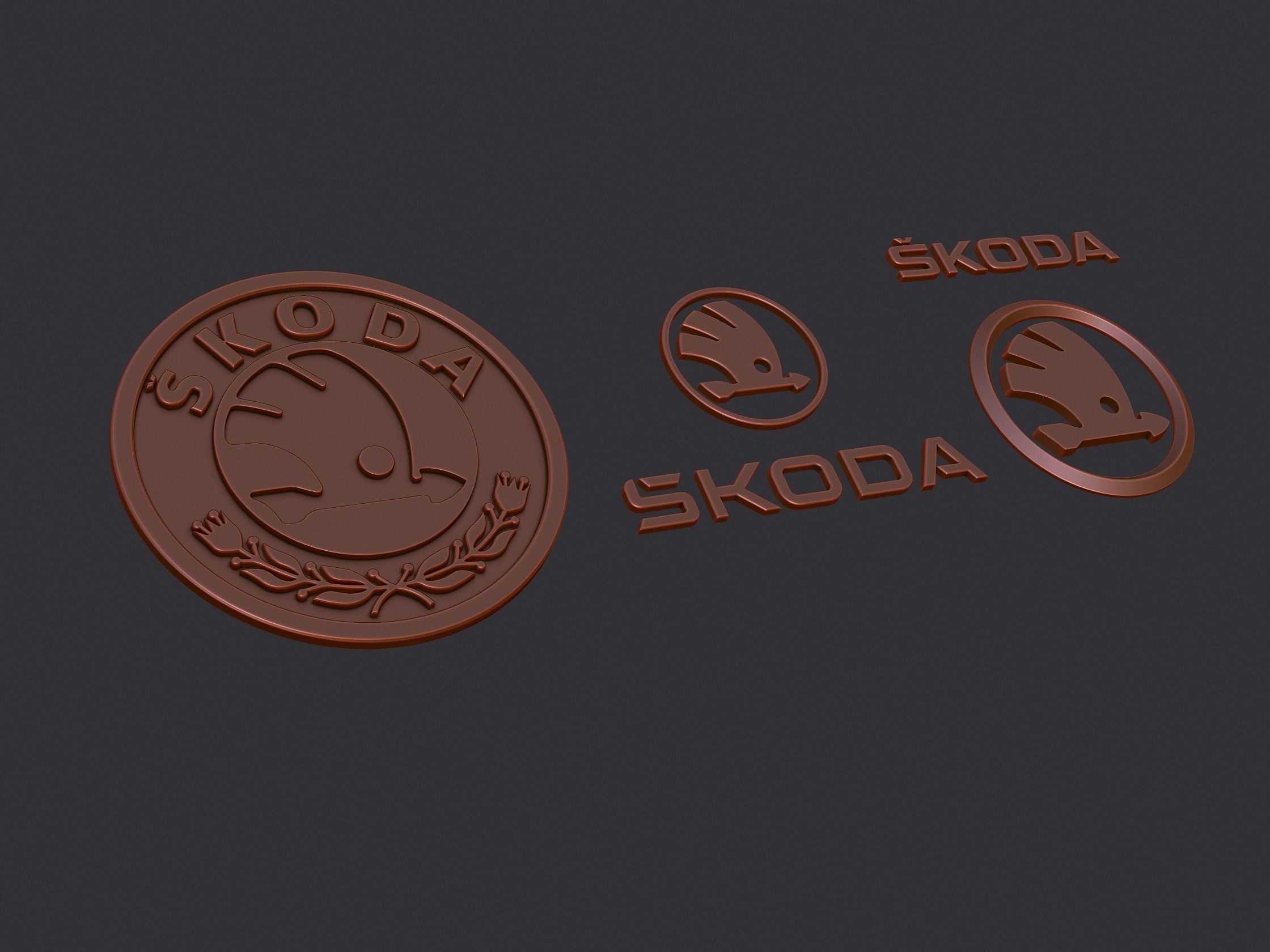 Skoda Logo Set 3D model 3D printable | CGTrader