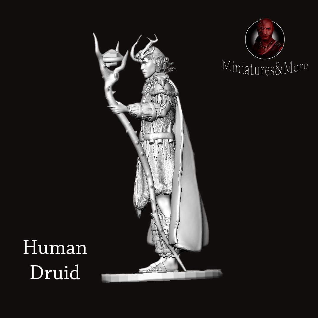 Human Druid Miniature 3D model 3D printable | CGTrader