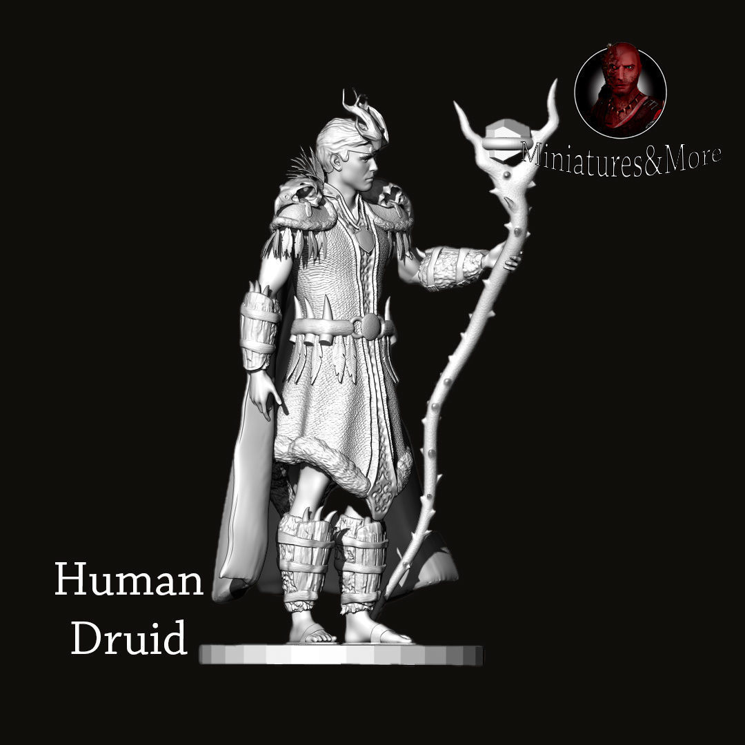 Human Druid Miniature 3D model 3D printable | CGTrader