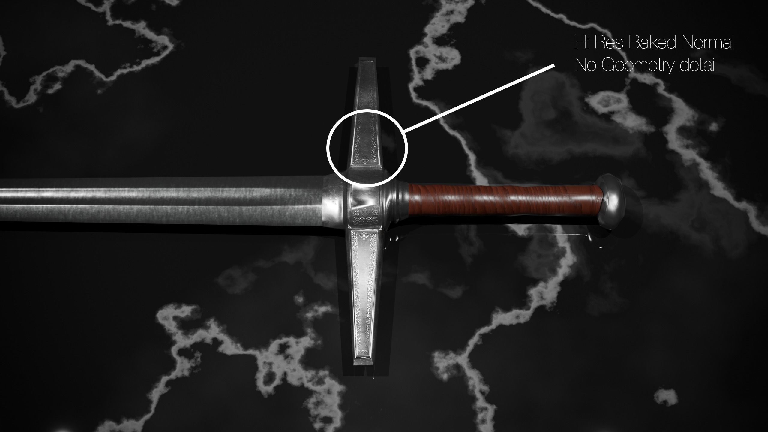 3D model Medieval fancy Sword Silver and steel VR / AR / low-poly ...