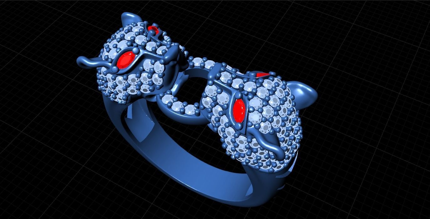 Couple panther ring 3D model 3D printable | CGTrader