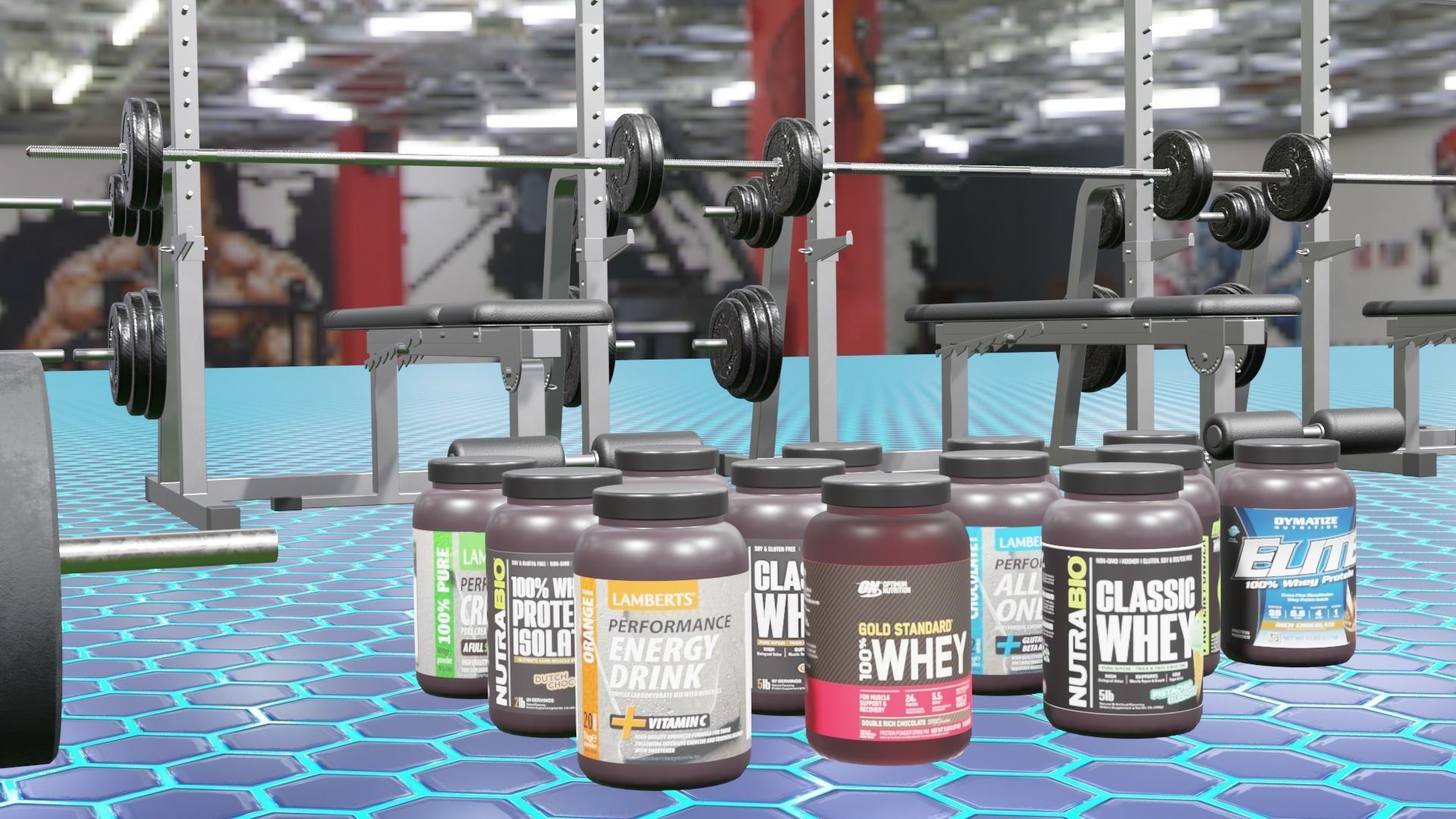 3D model full gym with supplements blender project VR / AR / low-poly ...