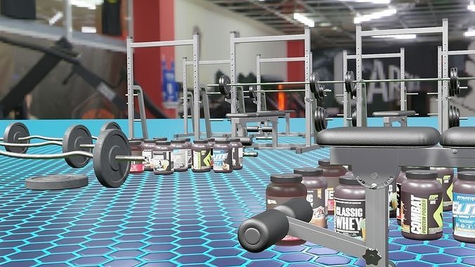3D model full gym with supplements blender project VR / AR / low-poly ...