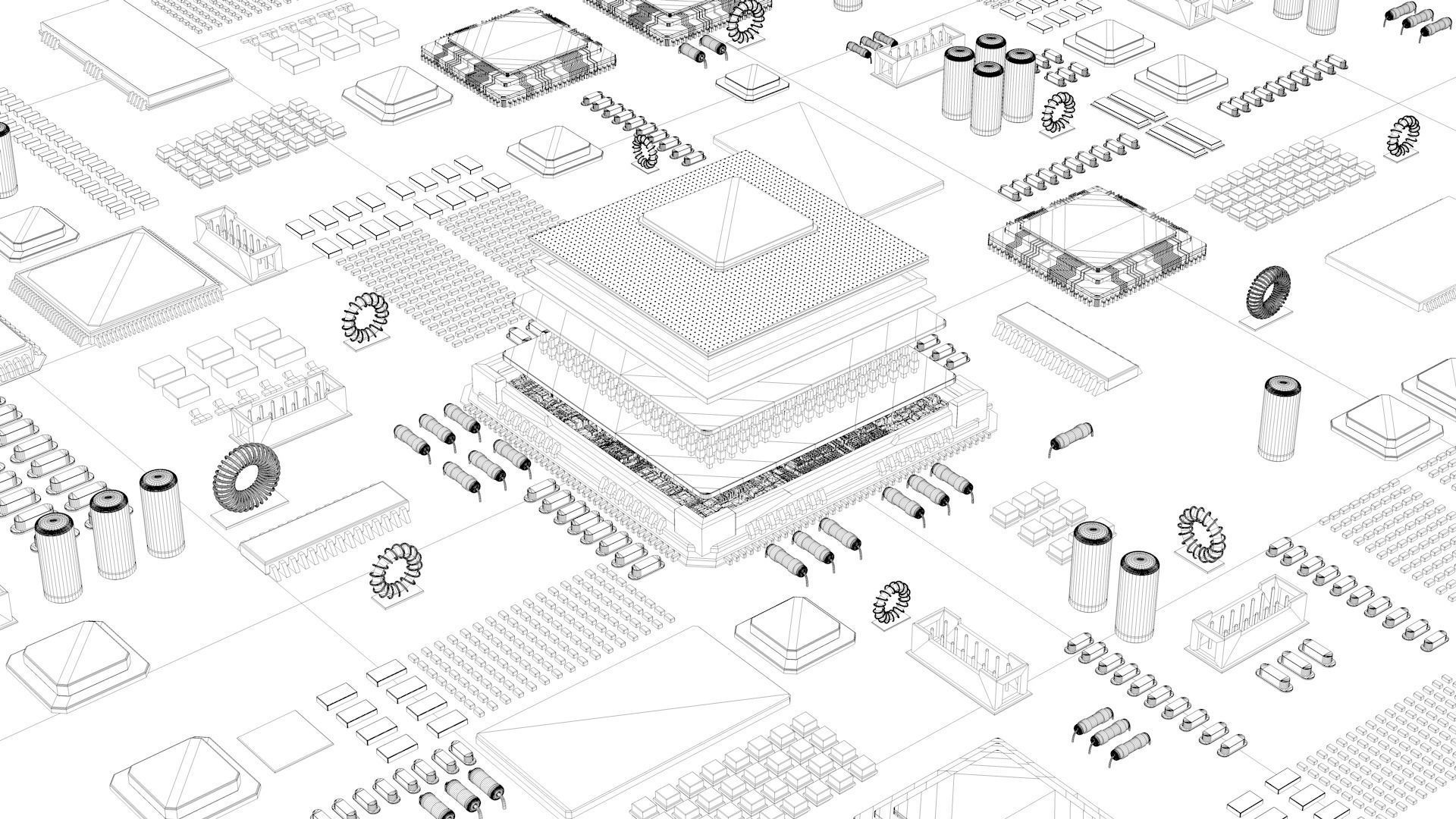 Computer chip motherboard CPU high-tech GPU 3D model 3D model animated ...