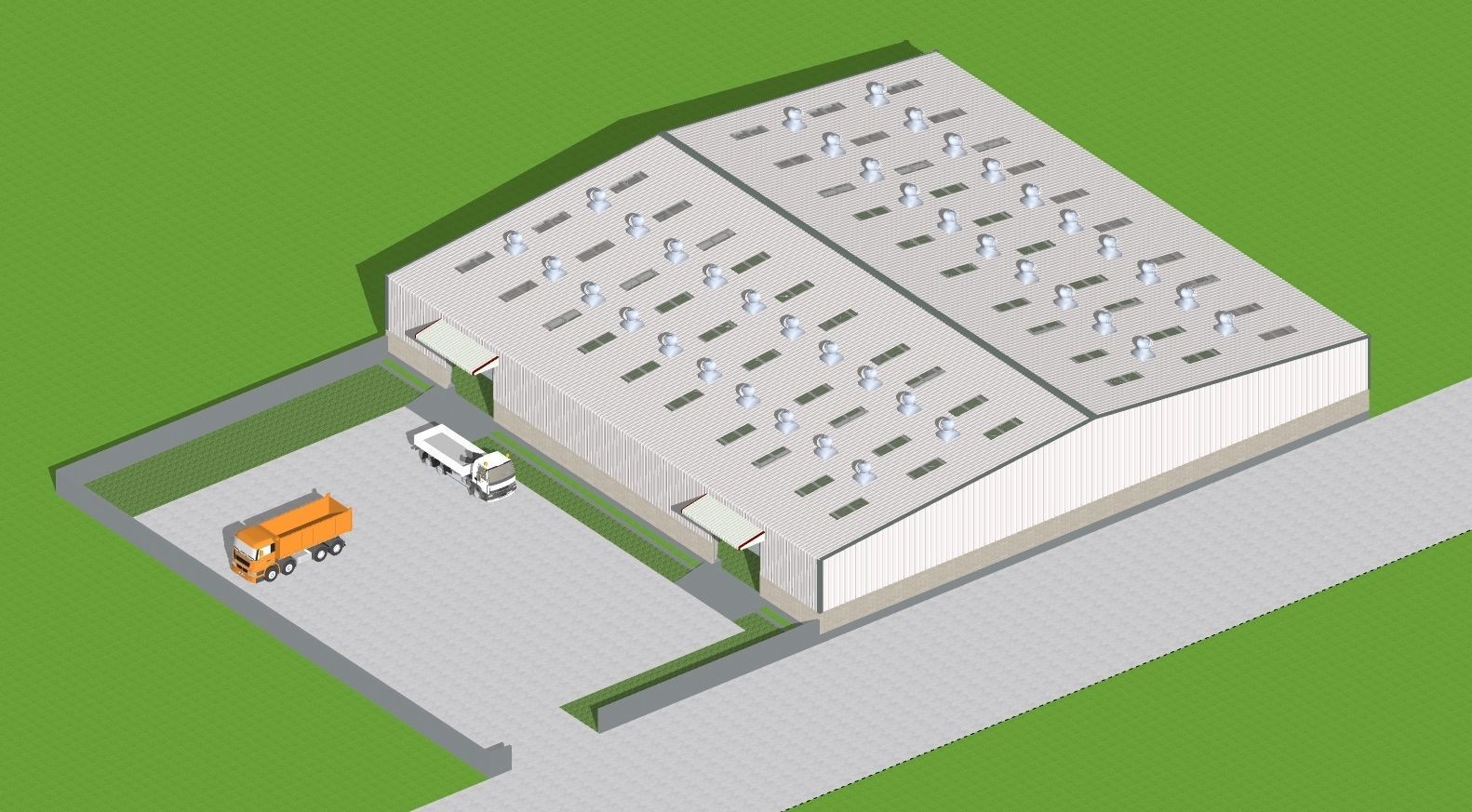 SIMPLE PEB WAREHOUSE SHED STRUCTURE - 164 FT X 164 FT - 25 FT 3D model ...
