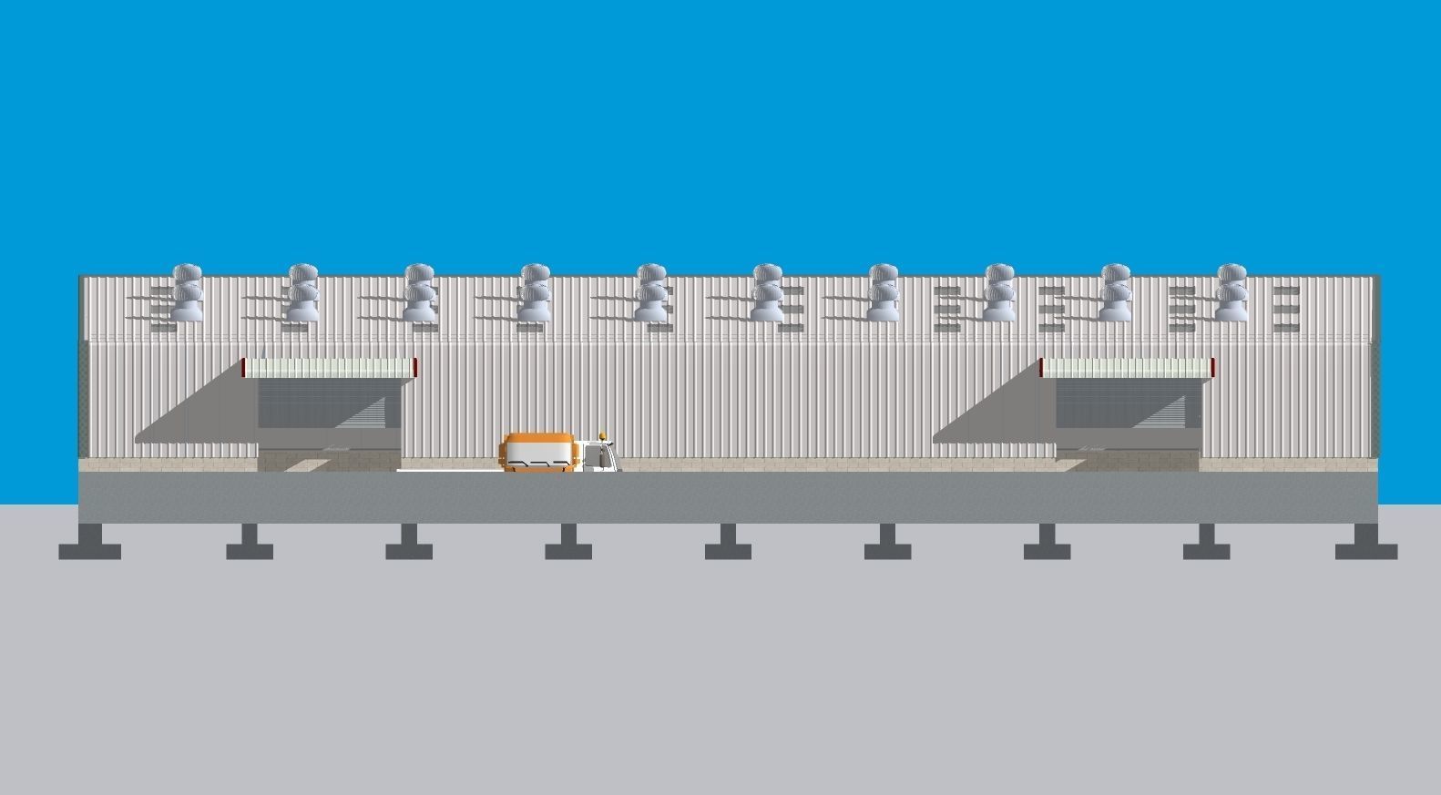 SIMPLE PEB WAREHOUSE SHED STRUCTURE - 164 FT X 164 FT - 25 FT 3D model ...