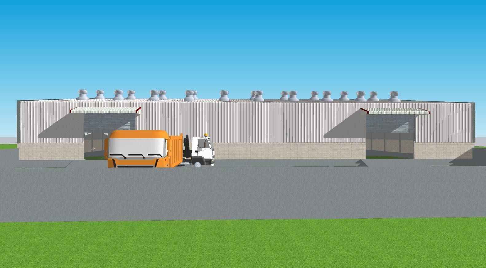 SIMPLE PEB WAREHOUSE SHED STRUCTURE - 164 FT X 164 FT - 25 FT 3D model ...