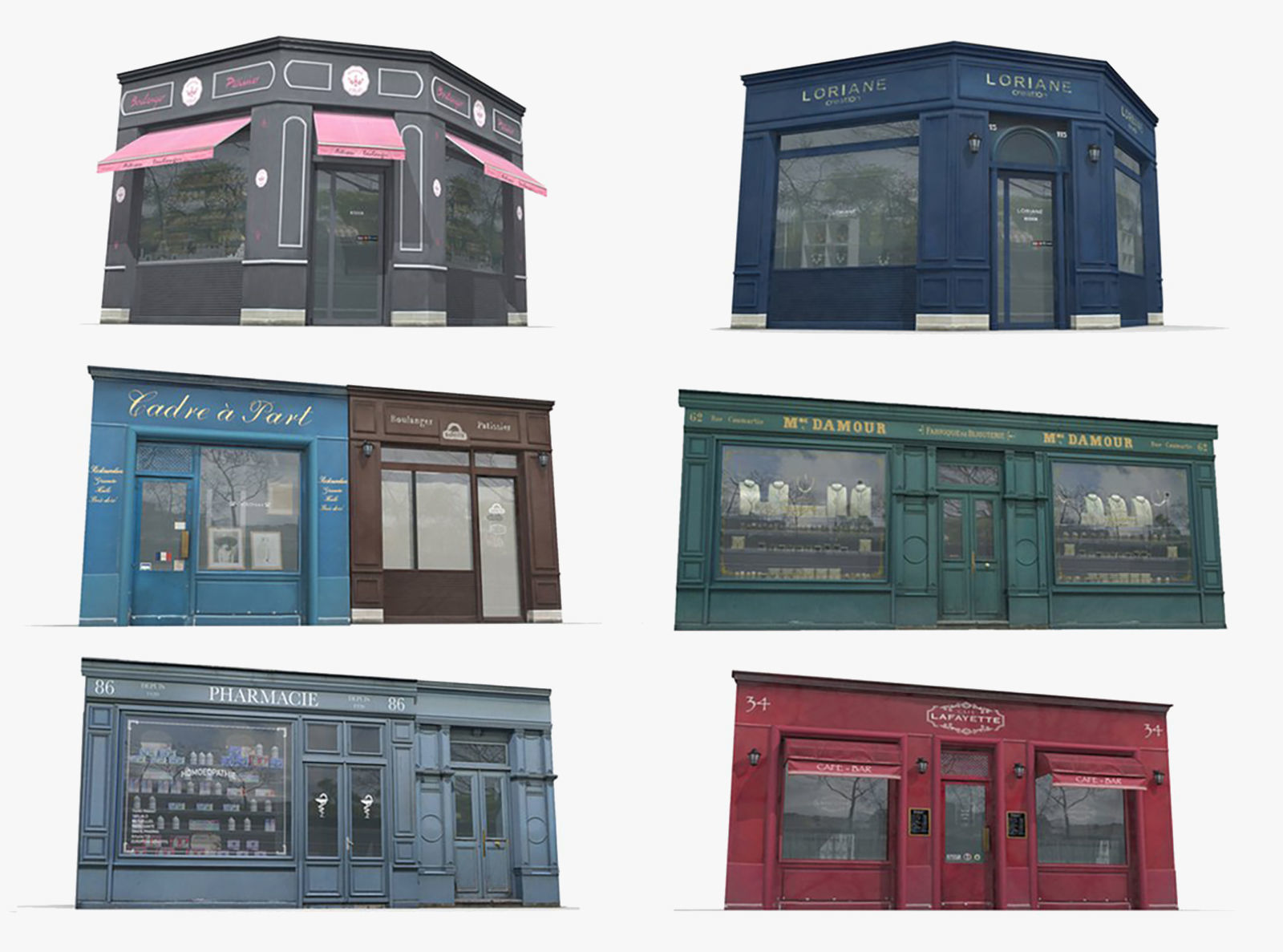 3D model Store Facades Collection VR / AR / low-poly | CGTrader