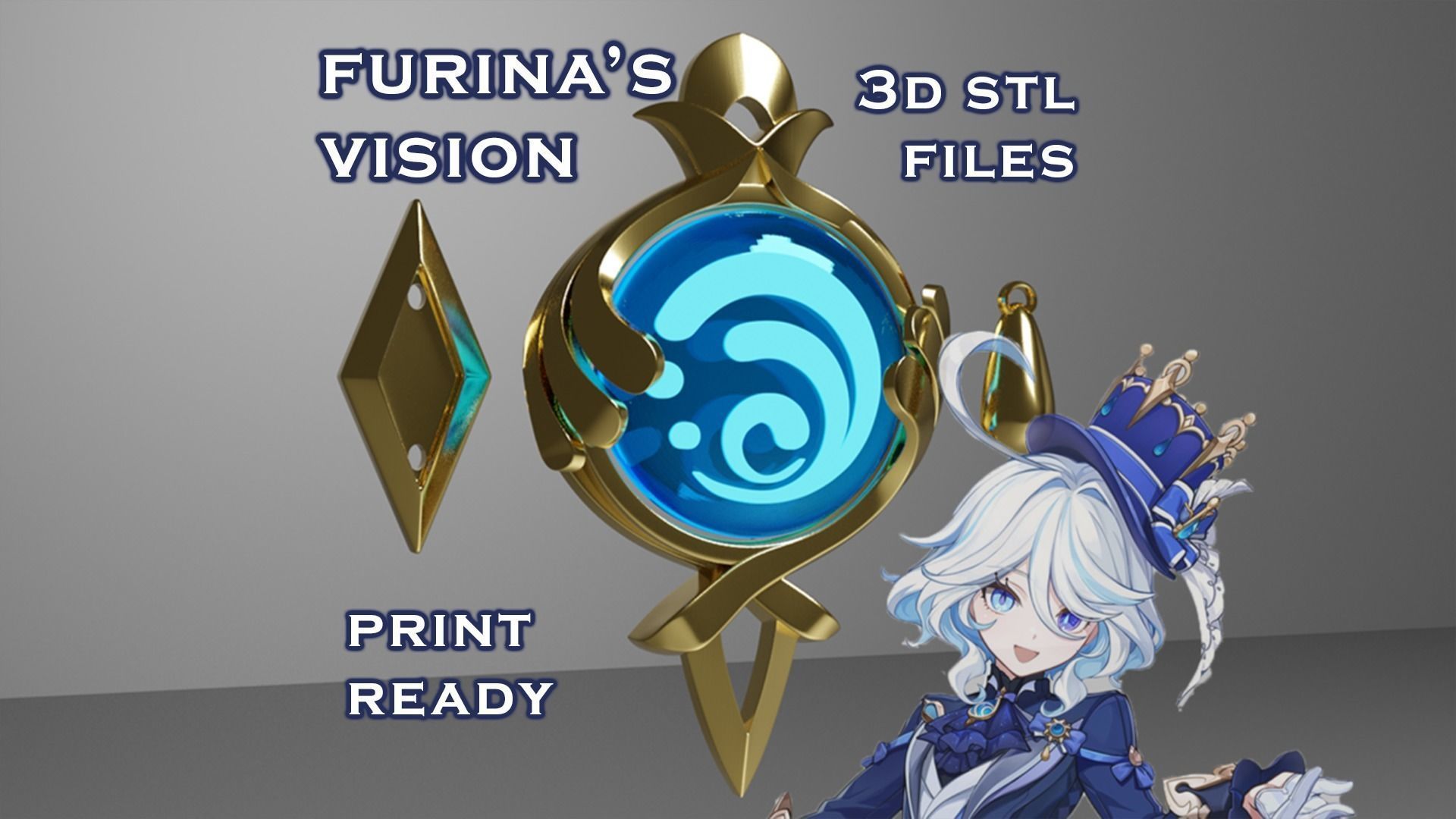 Furina Vision Set -- Genshin Impact Cosplay -- 3D Print Ready 3D model ...